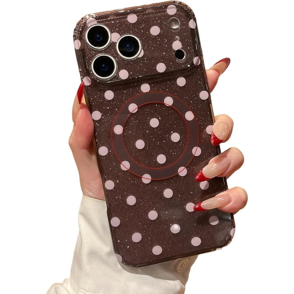 Bling Glitter Simple Polka Dots Camera Protect Magnetic Phone Case for ...