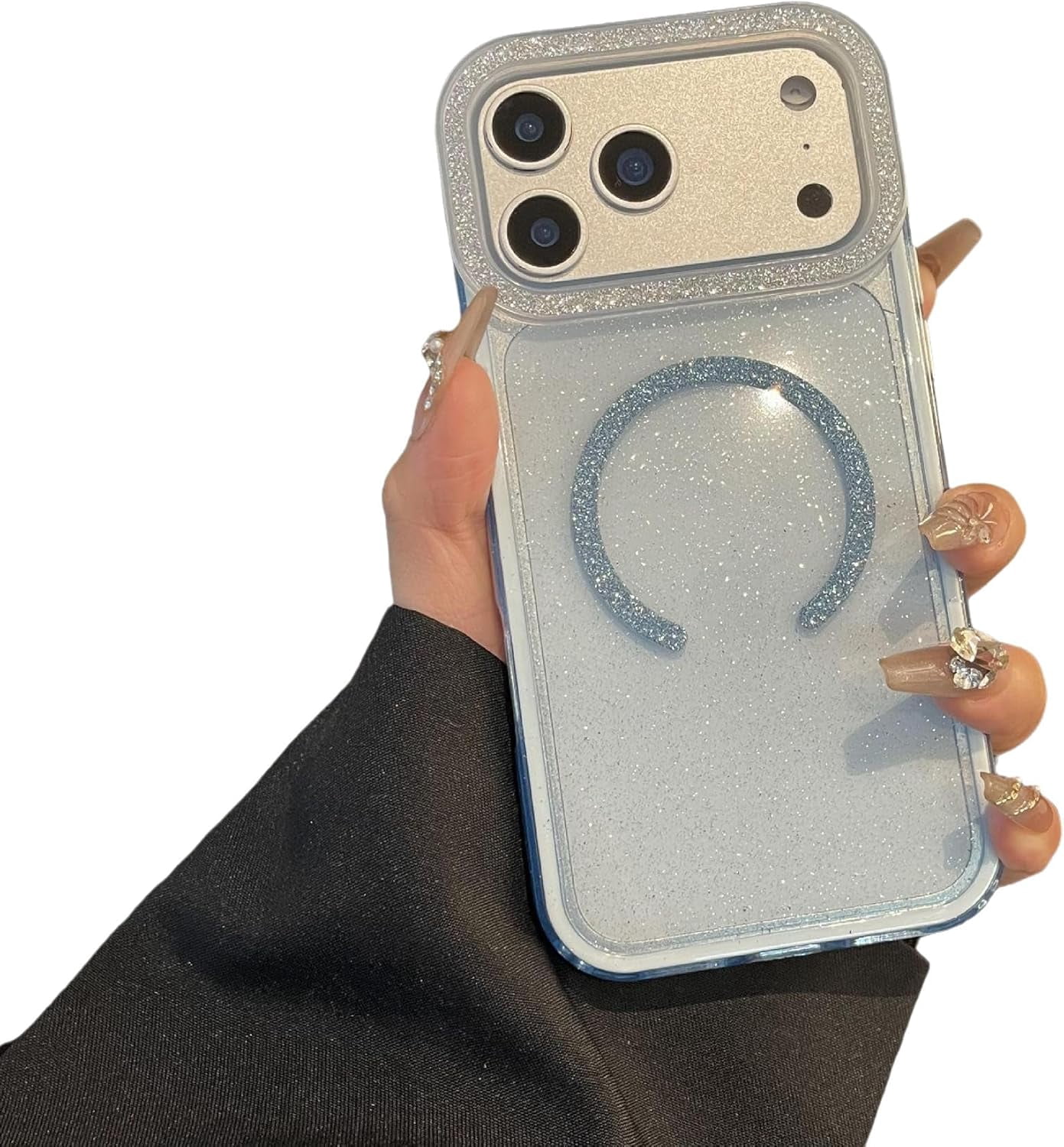 Bling Glitter Sparkle Camera Edge Magnetic Phone Case for iPhone ...