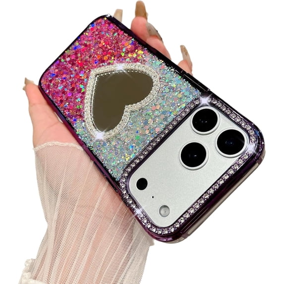 Bling Glitter Sparkly Diamond Love Heart Mirror Phone Case for iPhone ...