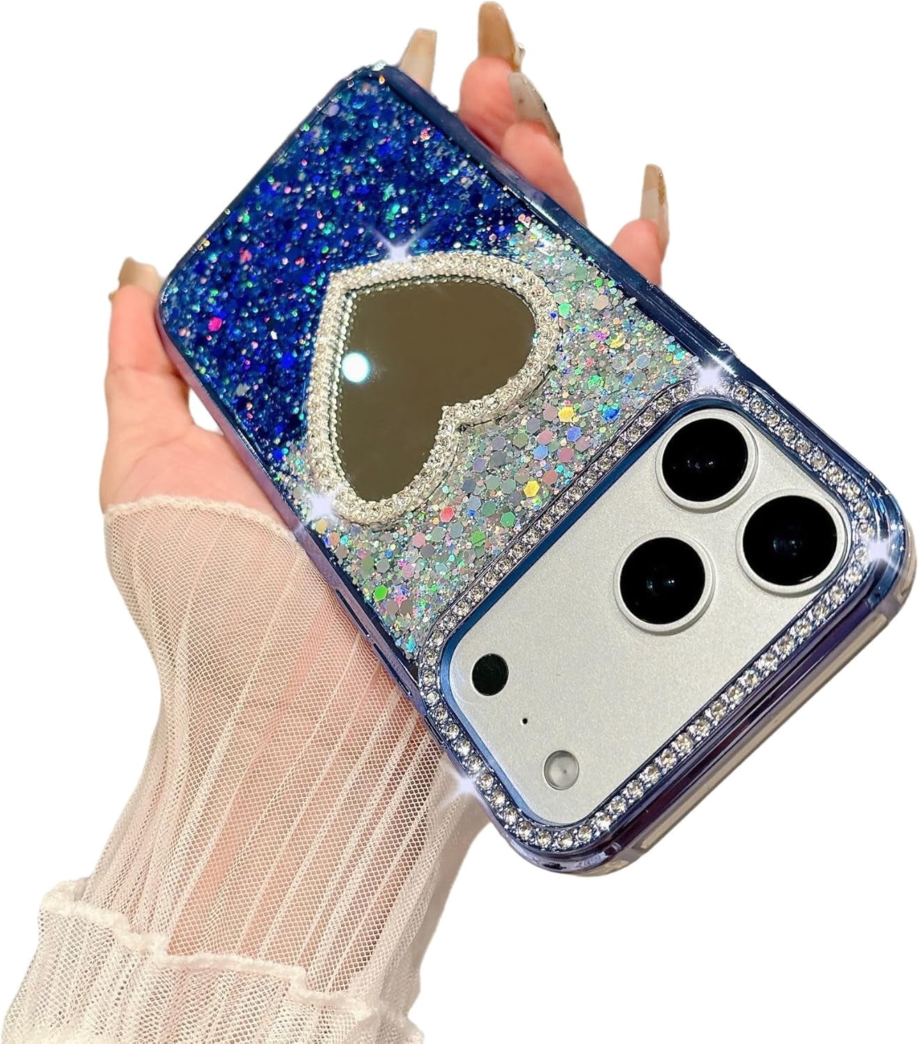 Bling Glitter Sparkly Diamond Love Heart Mirror Phone Case for iPhone ...