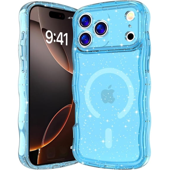Bling Glitter Wavy Frame Camera Protect Magnetic Phone Case for iPhone ...