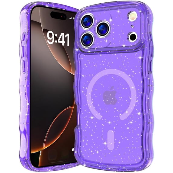 Bling Glitter Wavy Frame Camera Protect Magnetic Phone Case for iPhone ...