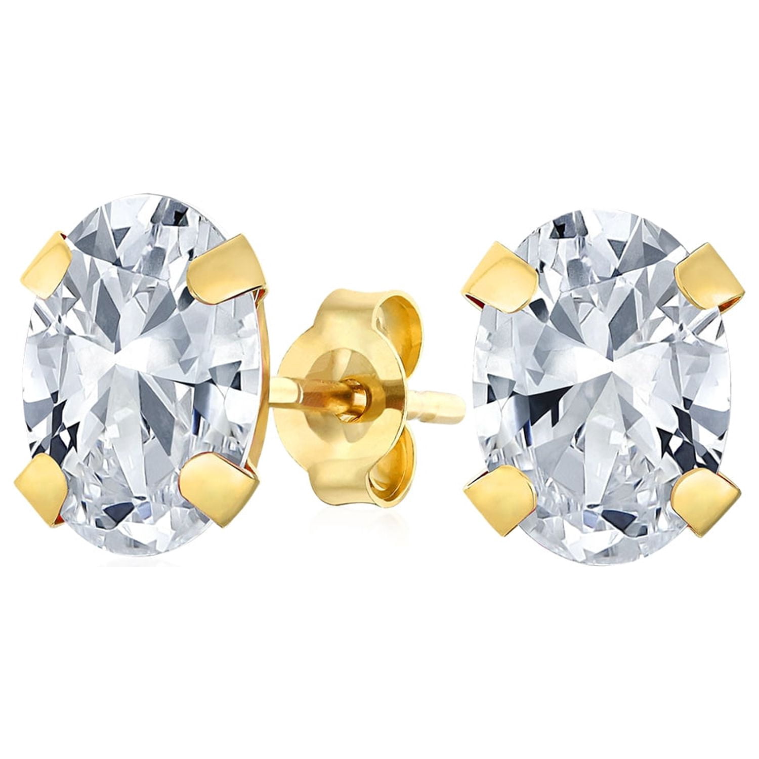 Bling Jewelry Womens 1.6CT Oval White Gemstone Topaz Stud Earrings Real ...