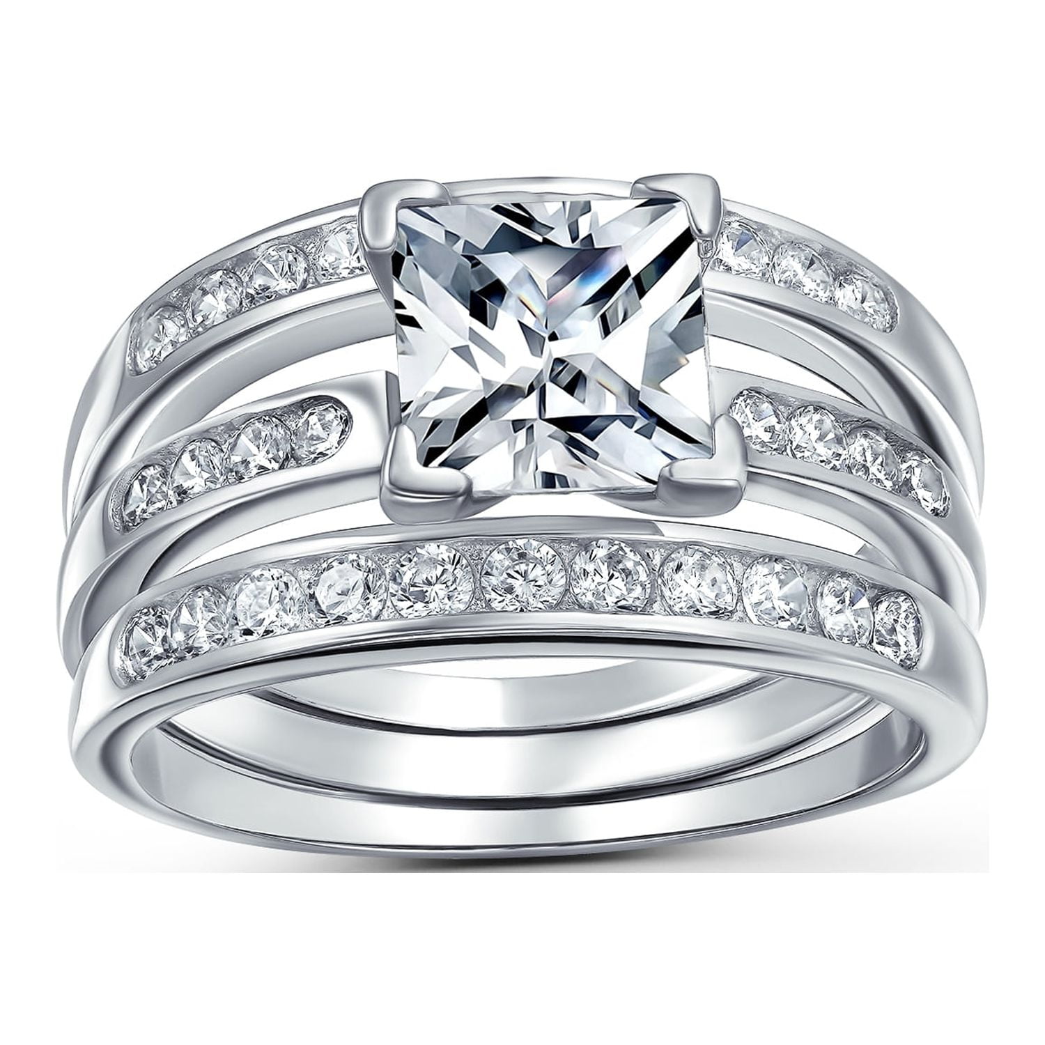 Bling Jewelry 2CT Square Solitaire Princess Cut AAA CZ Engagement Ring ...