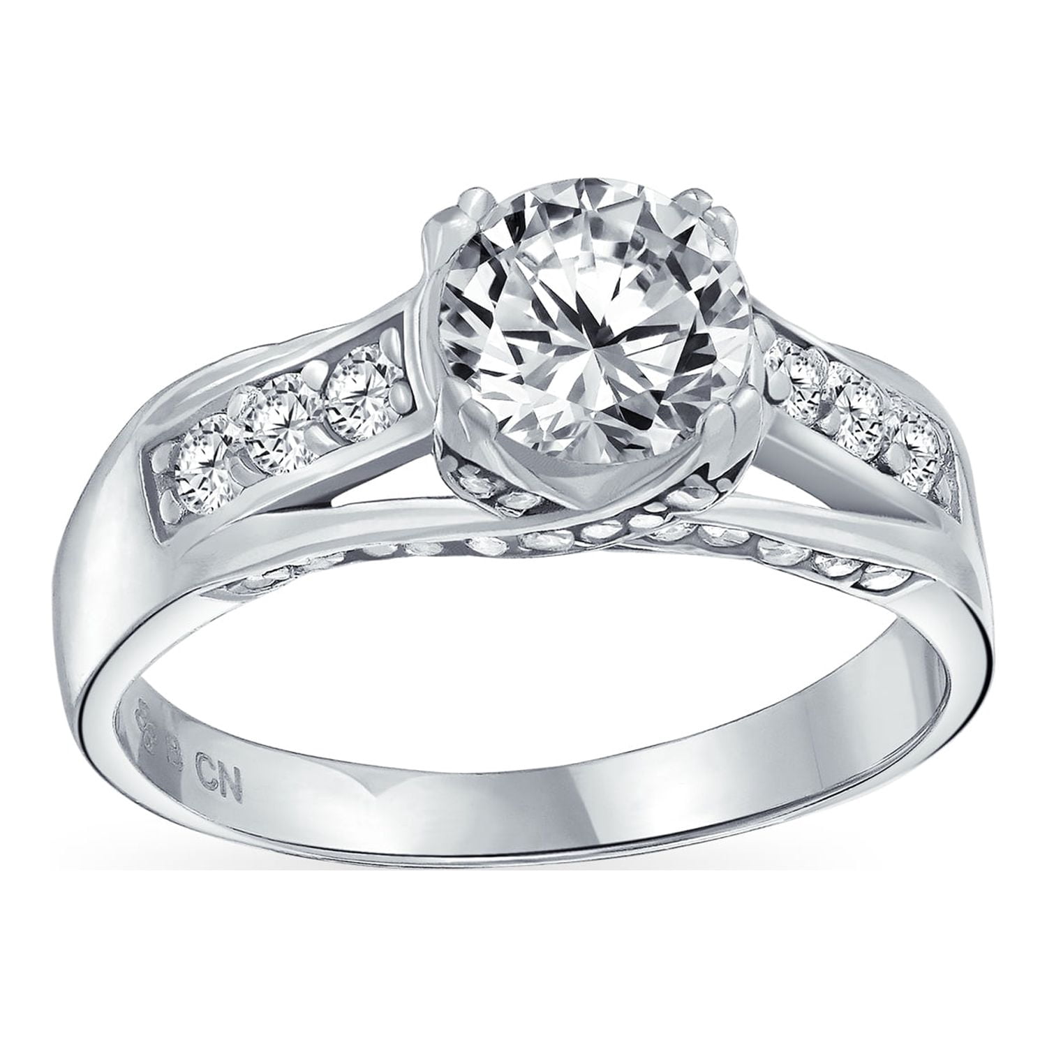Bling Jewelry Womens 2CT Sterling Silver Criss Cross Band Solitaire AAA ...