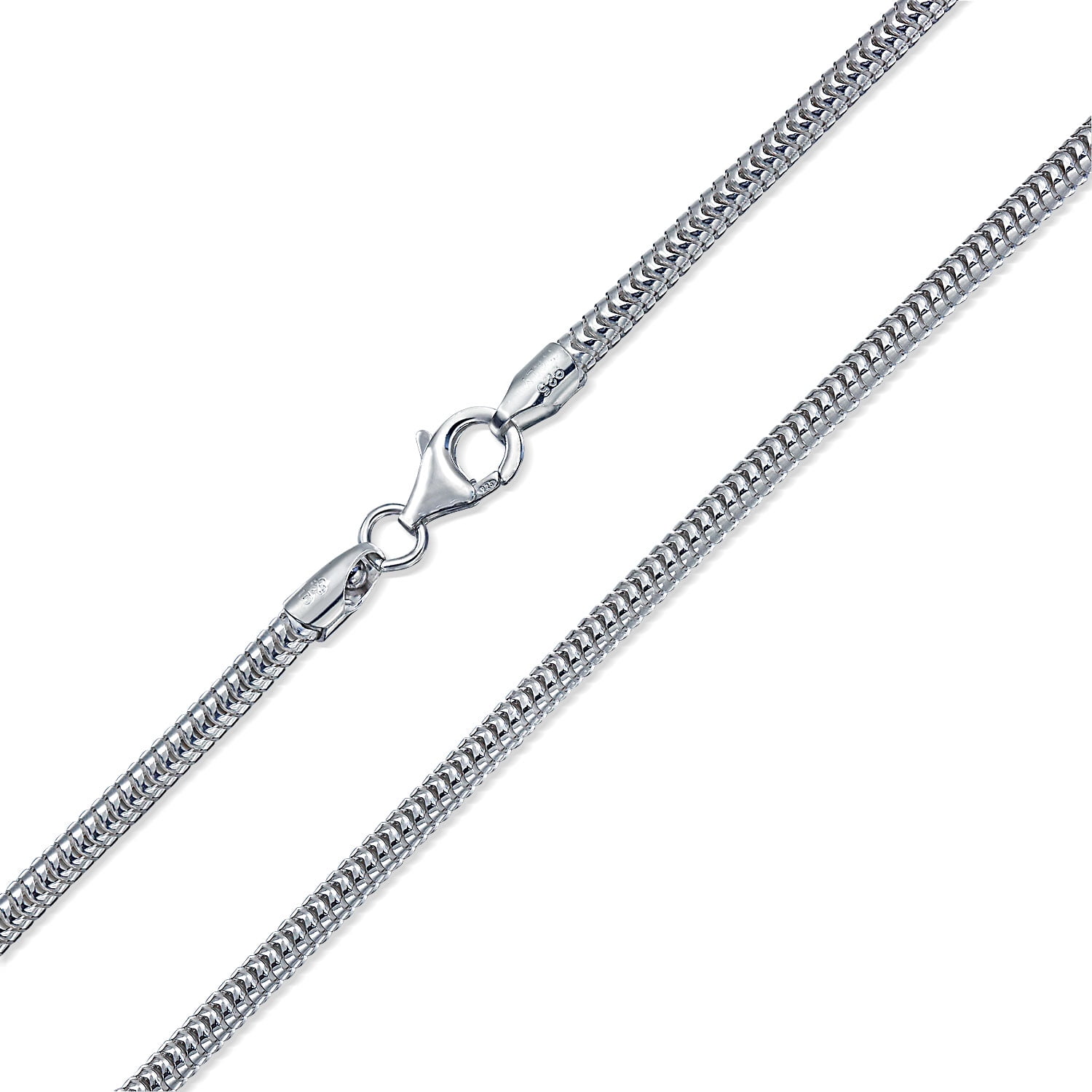 Bling Jewelry Womens Unisex 3MM Sterling Silver Snake Chain Necklace 8 ...