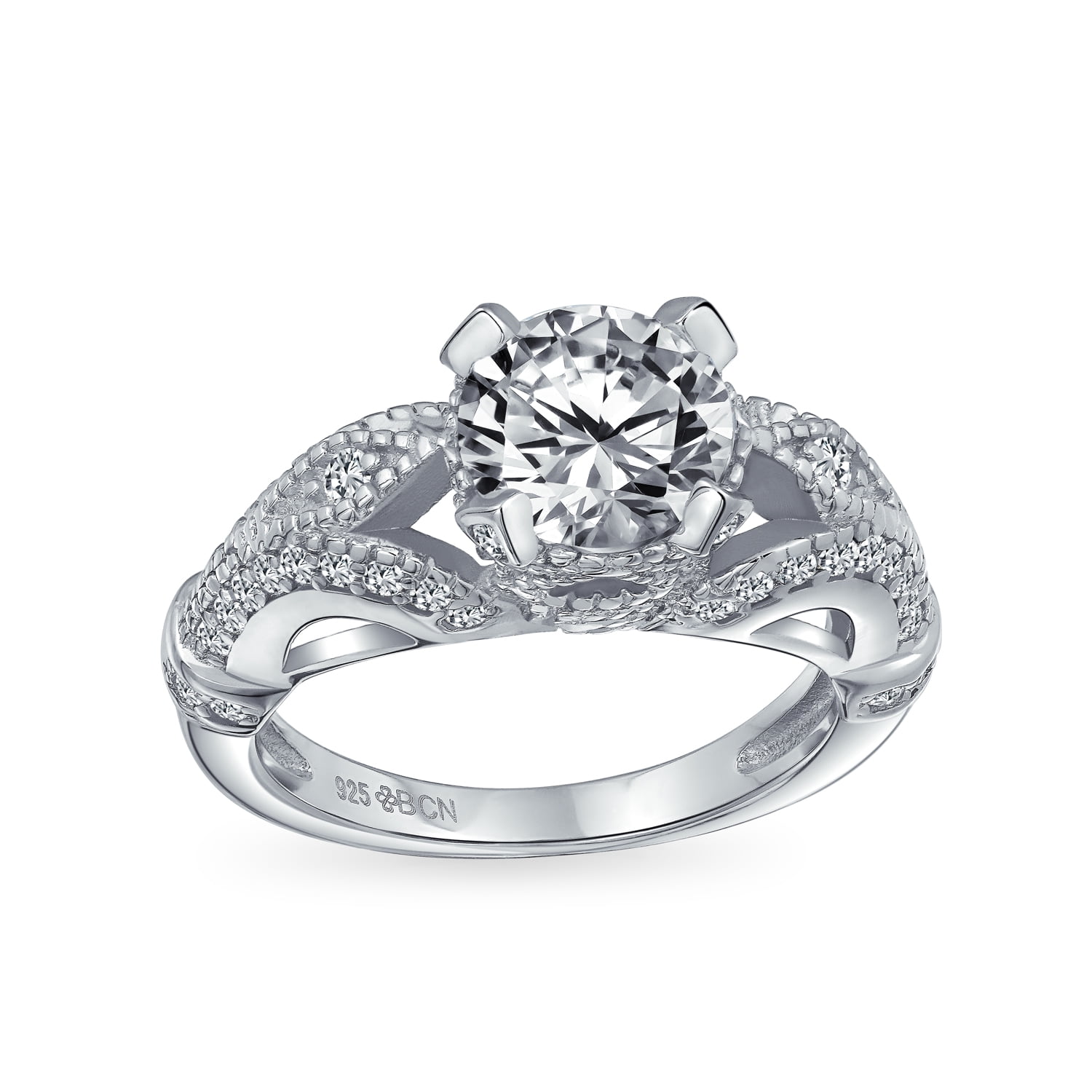 Bling Jewelry 3CT Solitaire .925Sterling Silver Filigree AAA CZ ...