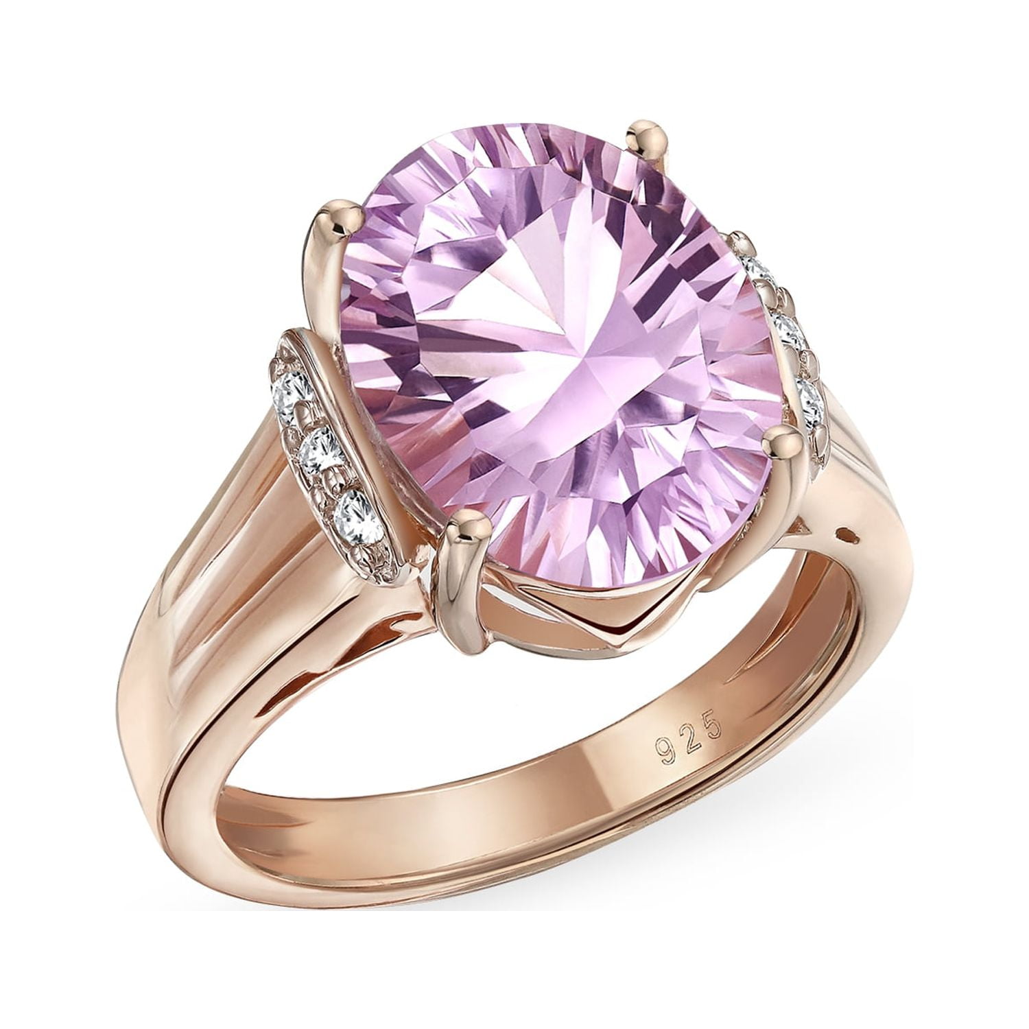 Bling Jewelry Womens Vintage Style 4.47CT Oval Pink Amethyst Ring Rose ...