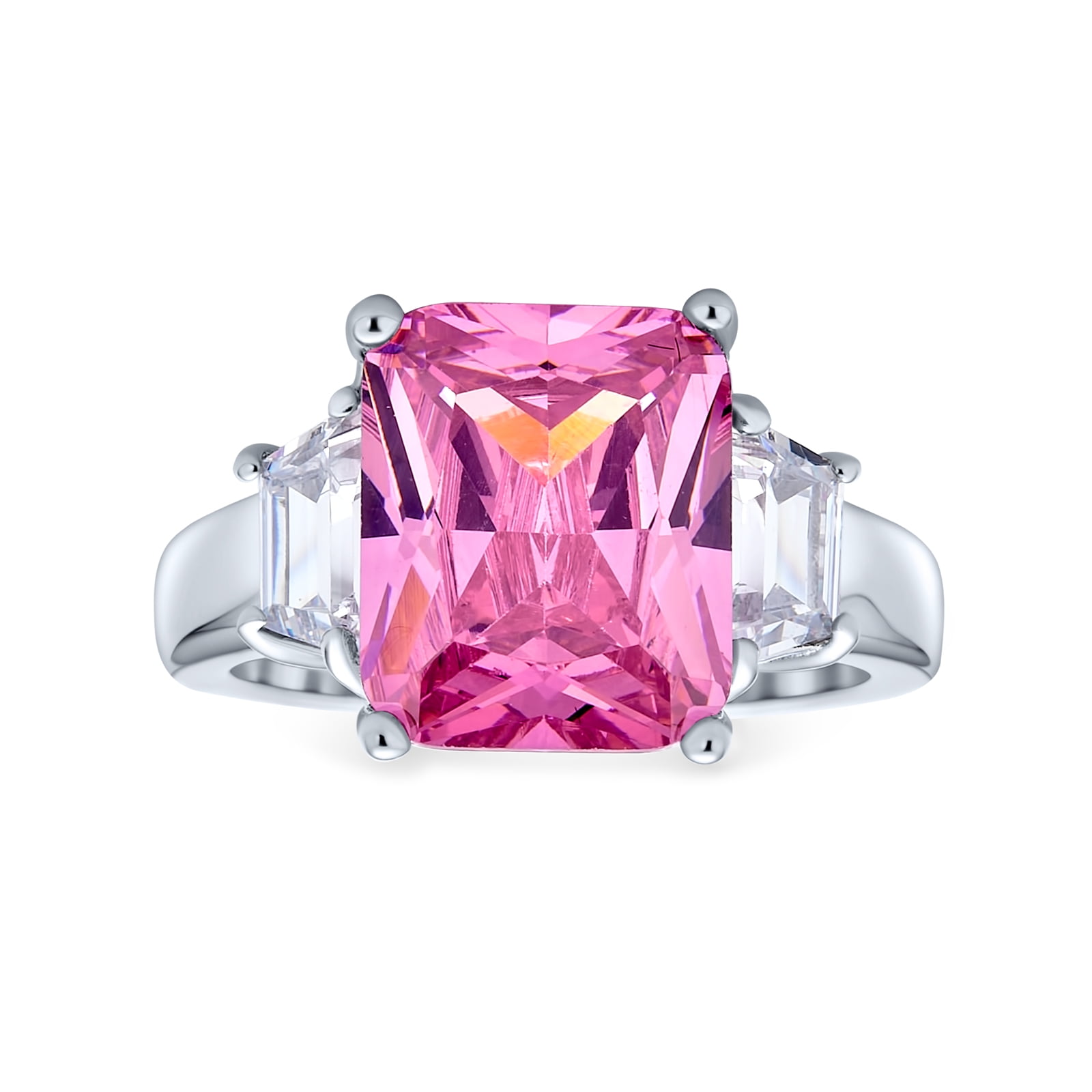 Bling Jewelry Womens Art Deco Sterling Silver Engagement Ring with Pink ...
