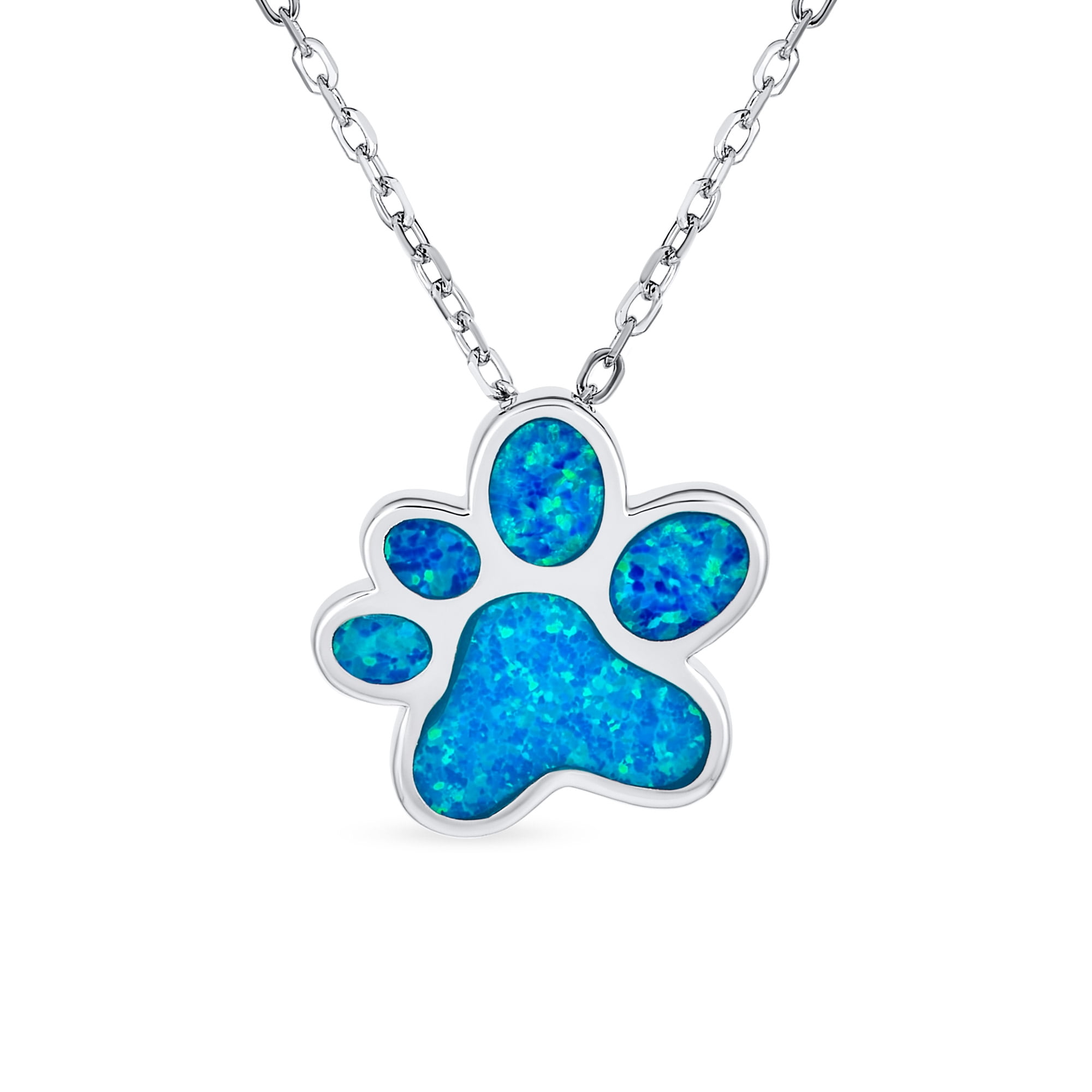 Bling Jewelry Womens BFF Best Friend Pet Lover Blue Opal Paw Print ...