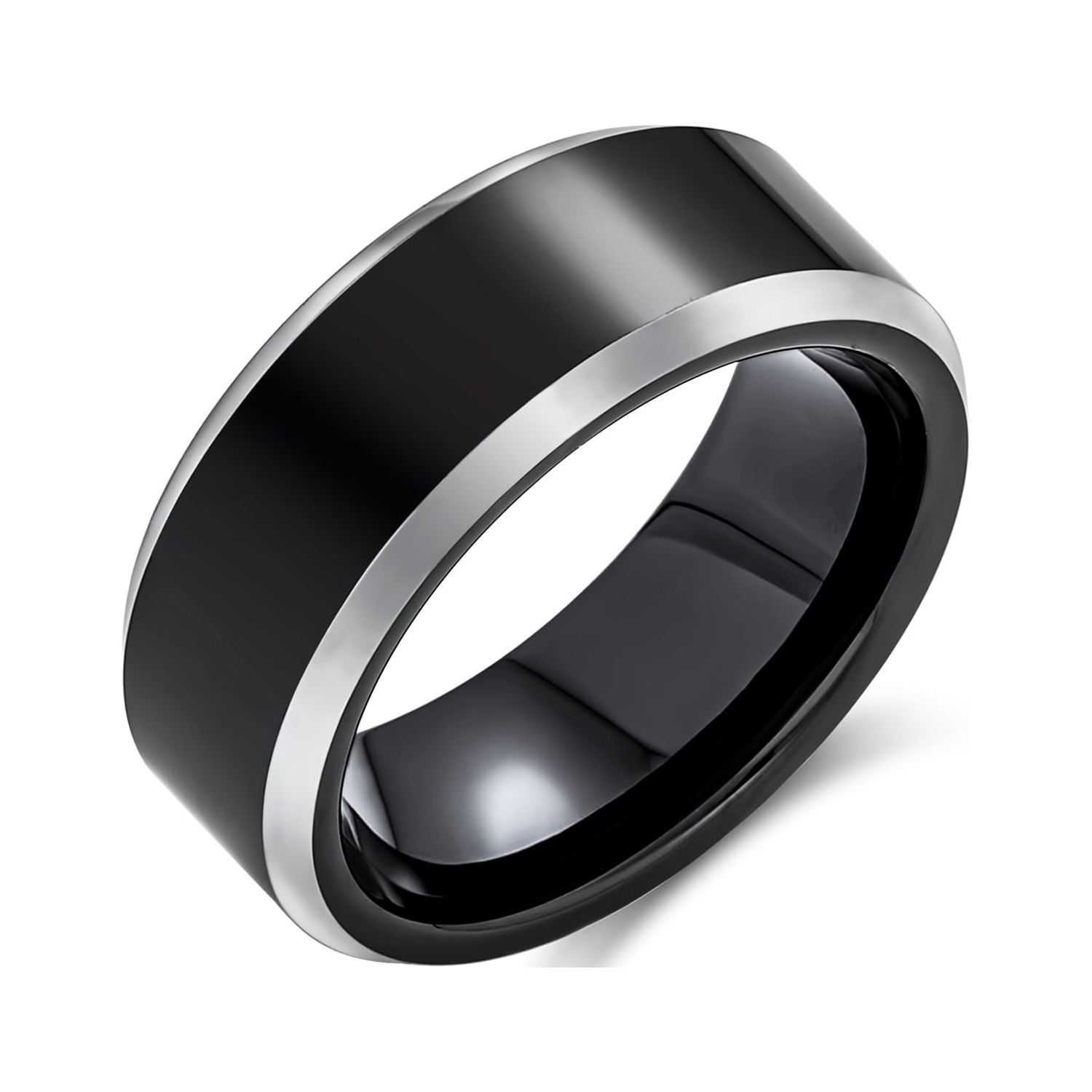 Bling Jewelry Mens Simple Black Tungsten Wedding Band Ring for Men ...