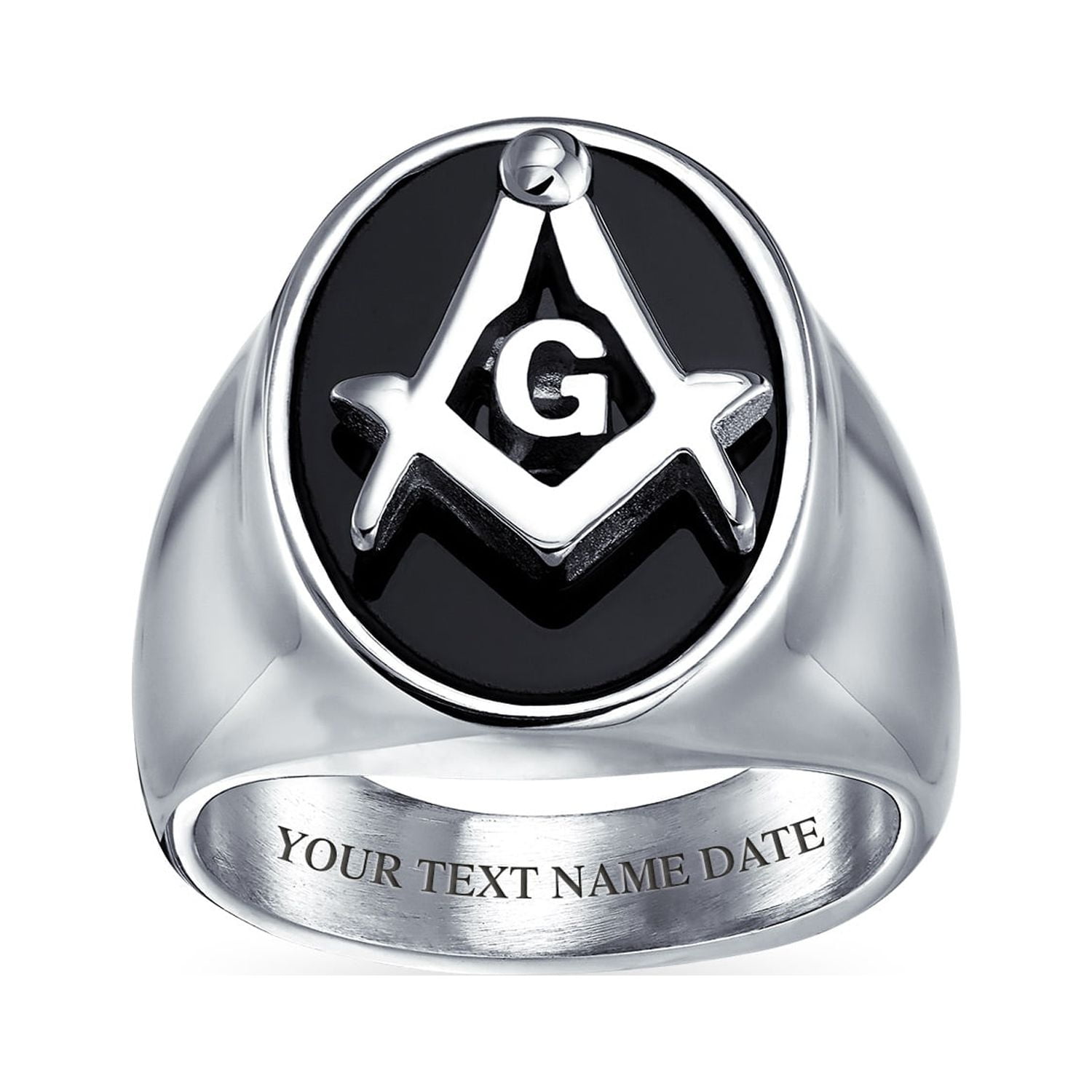 Bling Jewelry Mens Secret Society Mens Stainless Steel Black Oval ...