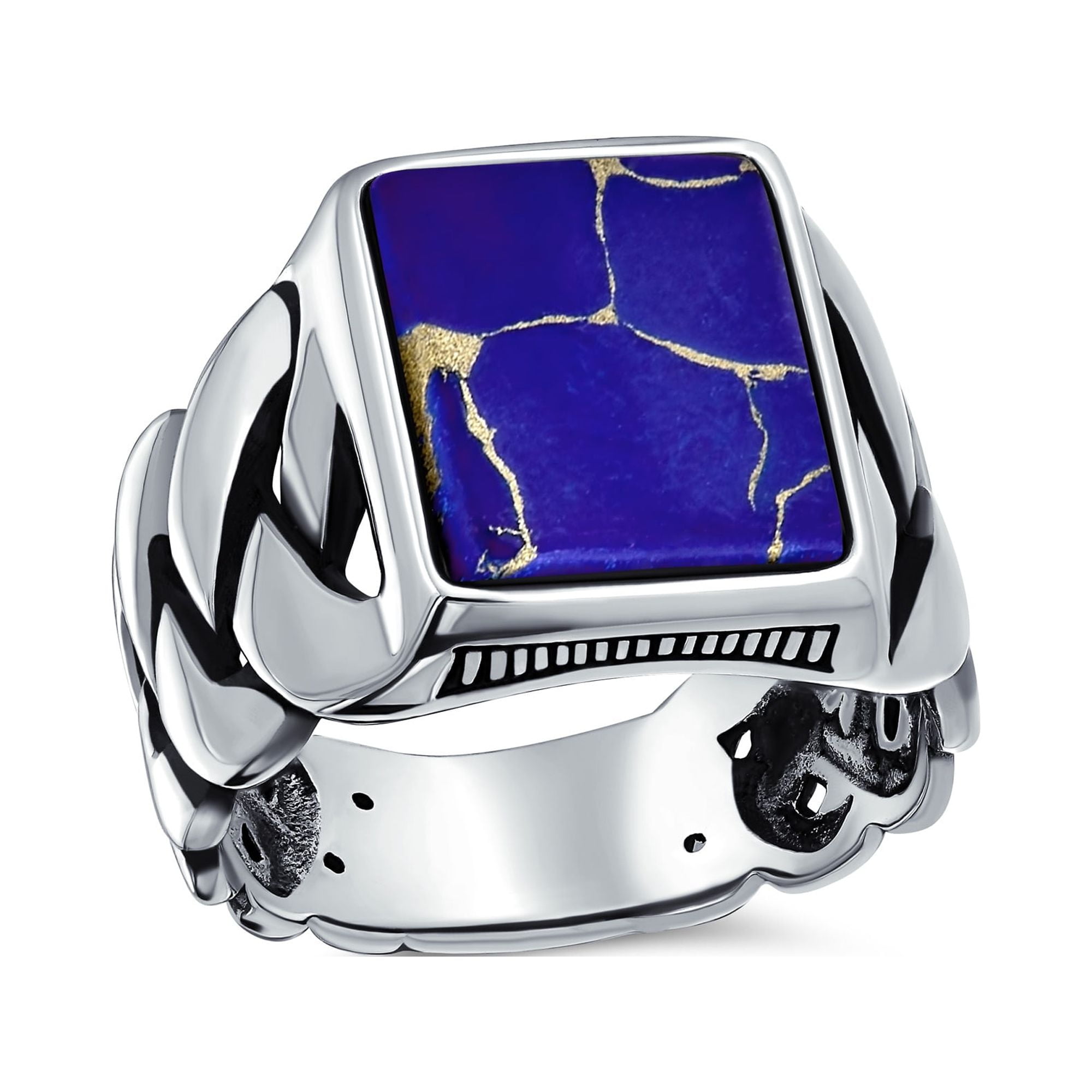 Bling Jewelry Mens Blue Lapis Azul Mens Square Gemstone Cable Chain ...