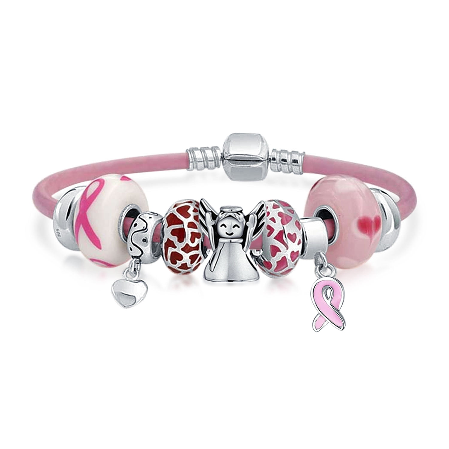 Bling Jewelry Womens Breast Cancer Survivor Pink Charms Bracelet ...