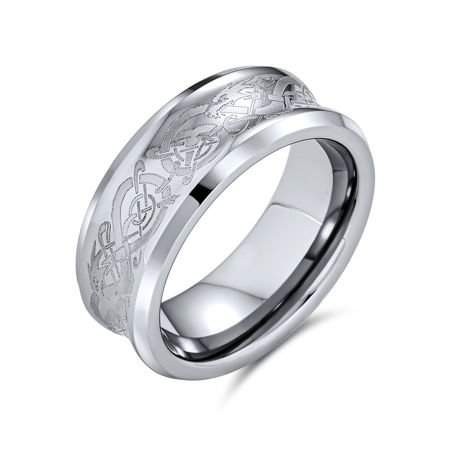 Titanium Sterling Silver Inlay Celtic Knot Flat 8mm Polished Band ...