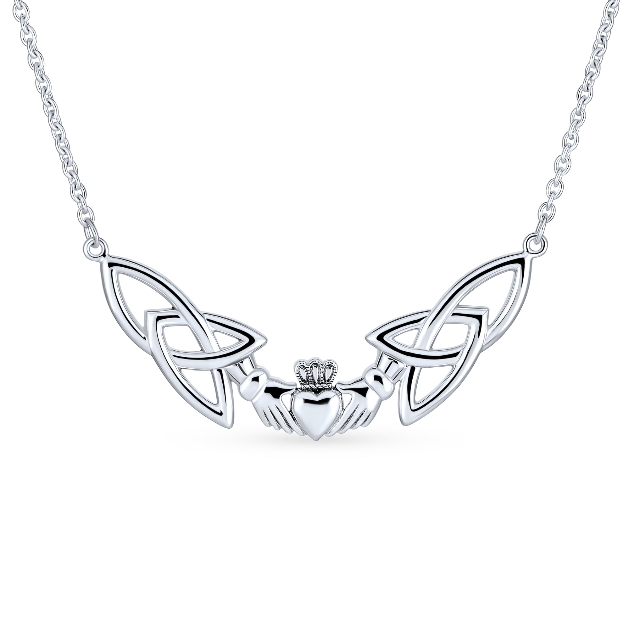 Bling Jewelry Womens Celtic Trinity Love Knot Claddagh Pendant Sterling ...