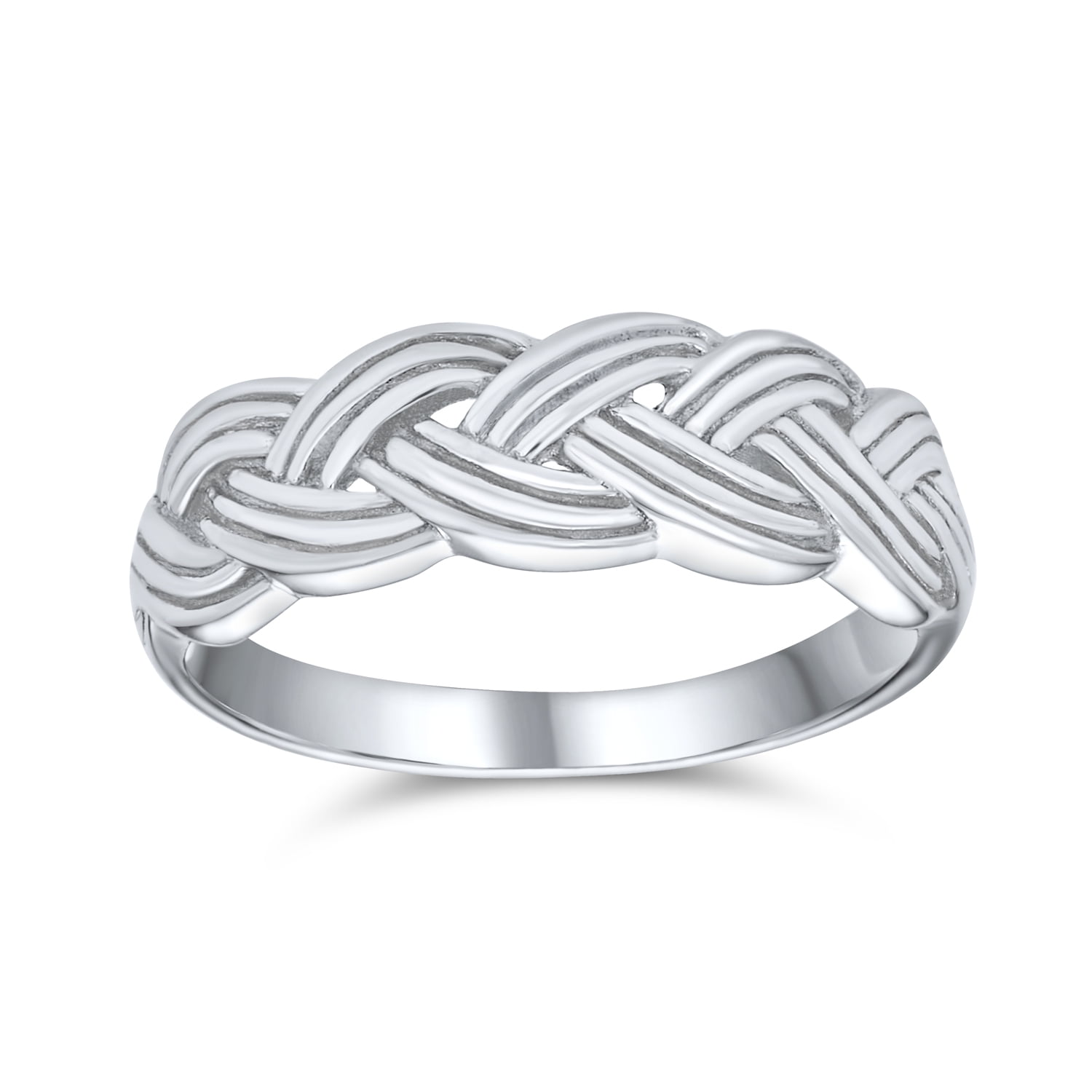 Bling Jewelry Womens Criss Cross Open Weave Braided Rope Twisted Half Eternity Wedding Band Ring ...