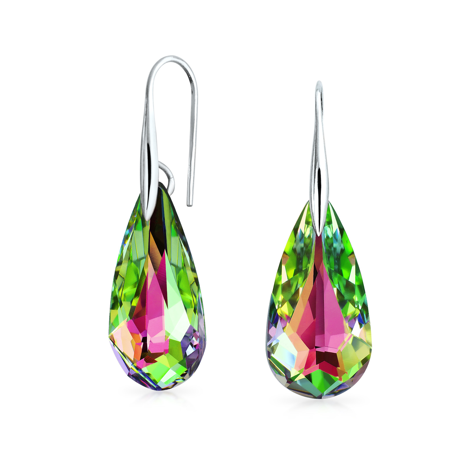 Bling Jewelry Womens Rainbow Iridescent Color Changing Dangle Earrings ...
