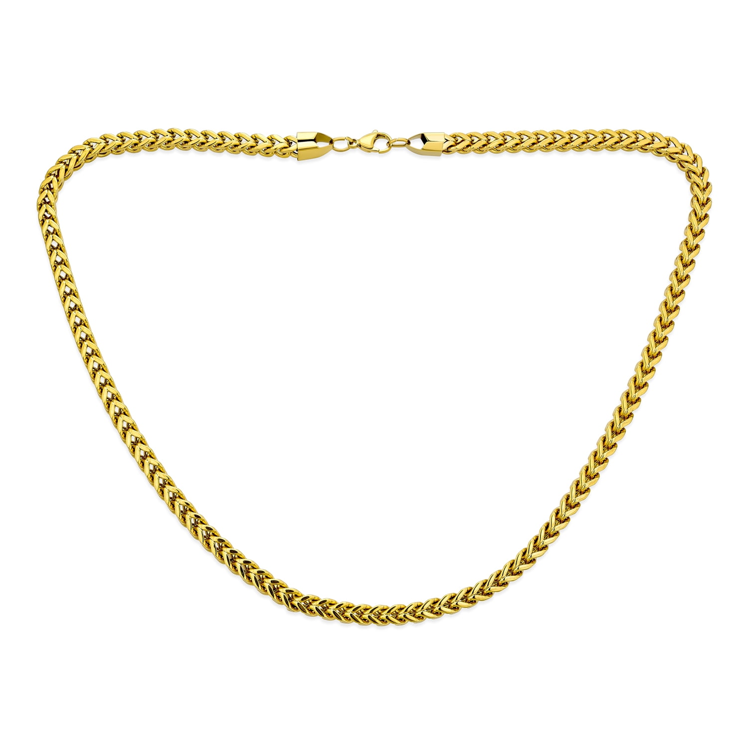 Bling Jewelry Mens Flat Square Wheat Foxtail Chain Necklace Men Gold ...