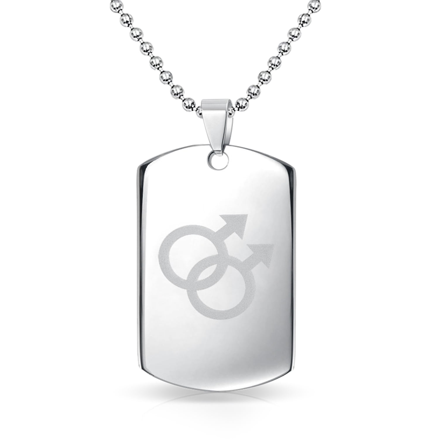 Bling Jewelry Mens Pride Month Double Male Symbol Dog Tag Pendant ...