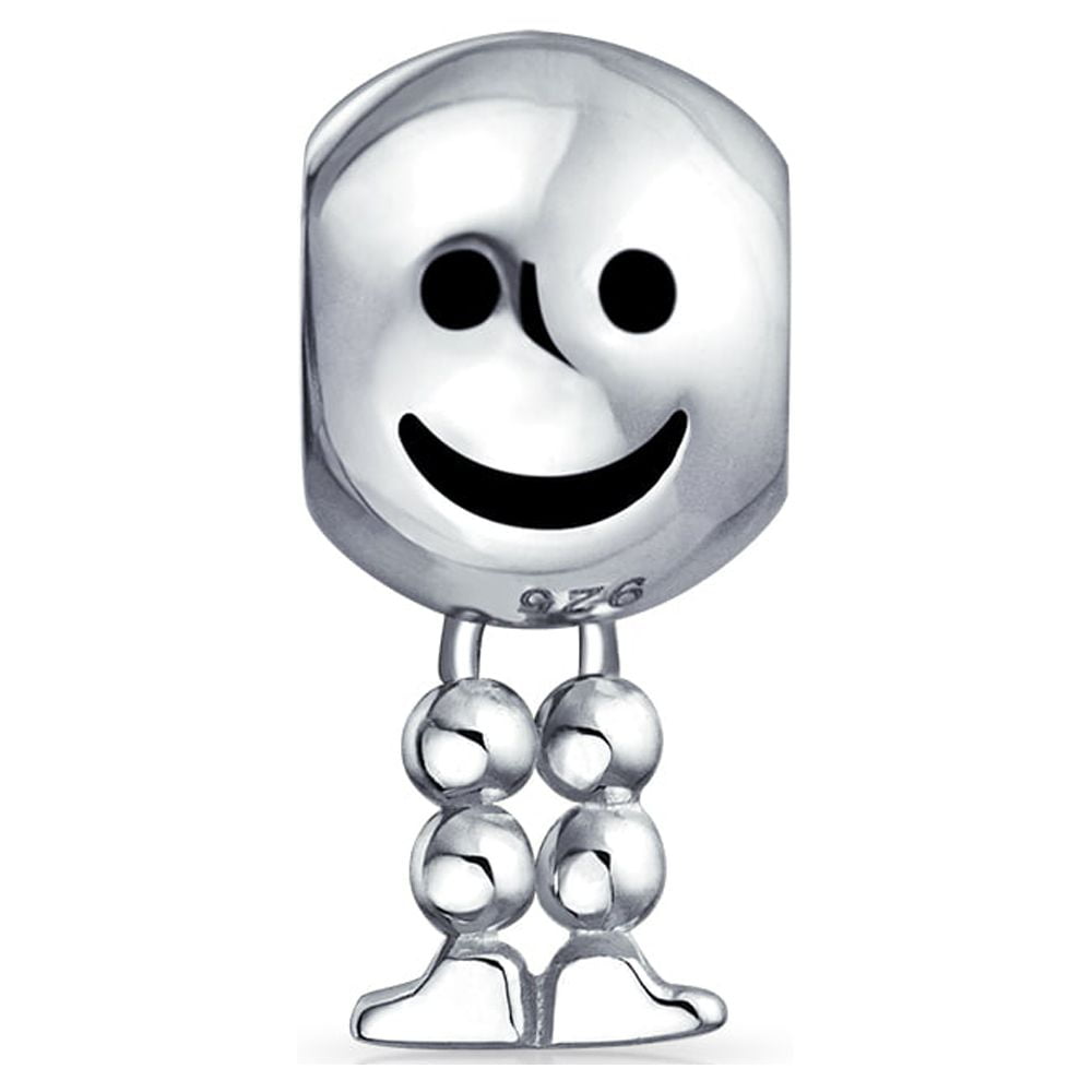 Bling Jewelry Happy Smiley Face Dangle Feet Barrel Charm Bead .925 ...