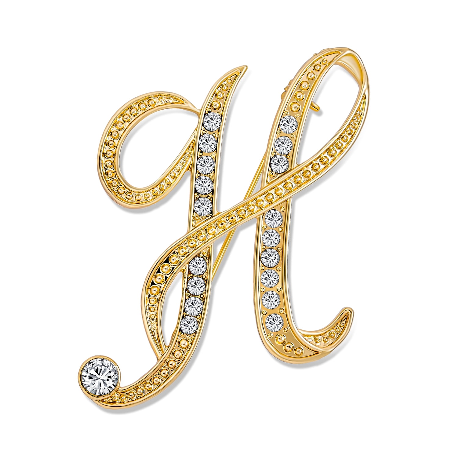 Bling Jewelry Large Letter H Script Initial Pin Brooch Pave Crystal ...