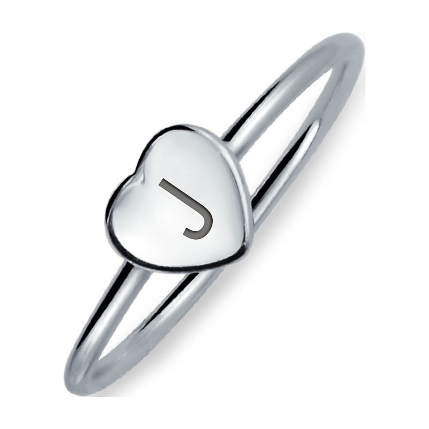 Bling Jewelry Womens Simple ABC Heart Shape Monogram Initial Silver ...