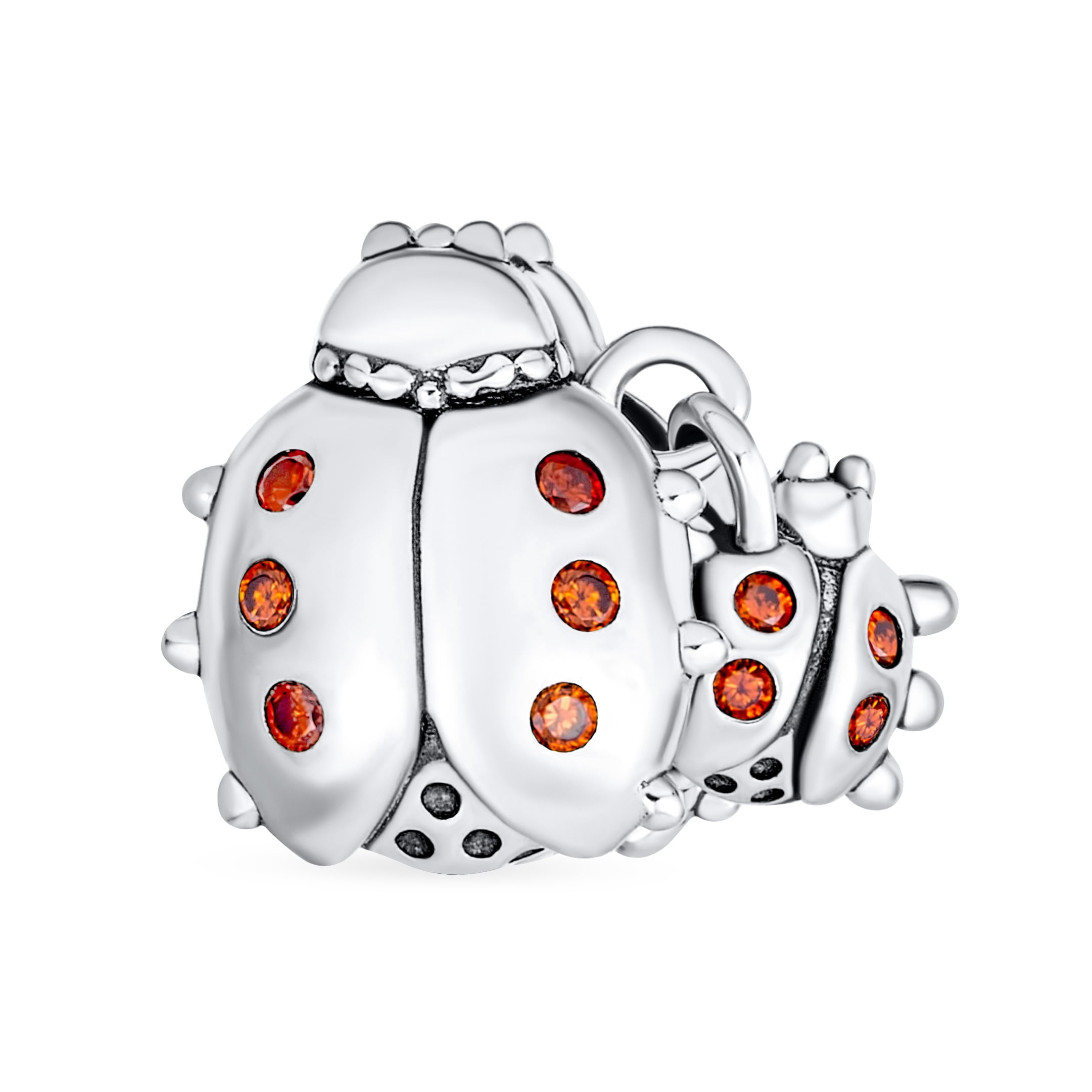 Bling Jewelry Womens Insect Garden Ladybugs Red CZ Dangle Charm Bead ...