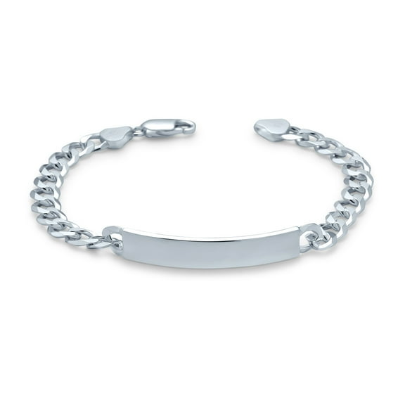 925 Sterling Silver Mens Cuban Link Greek Key ID Bracelet Size 8 Inches ...
