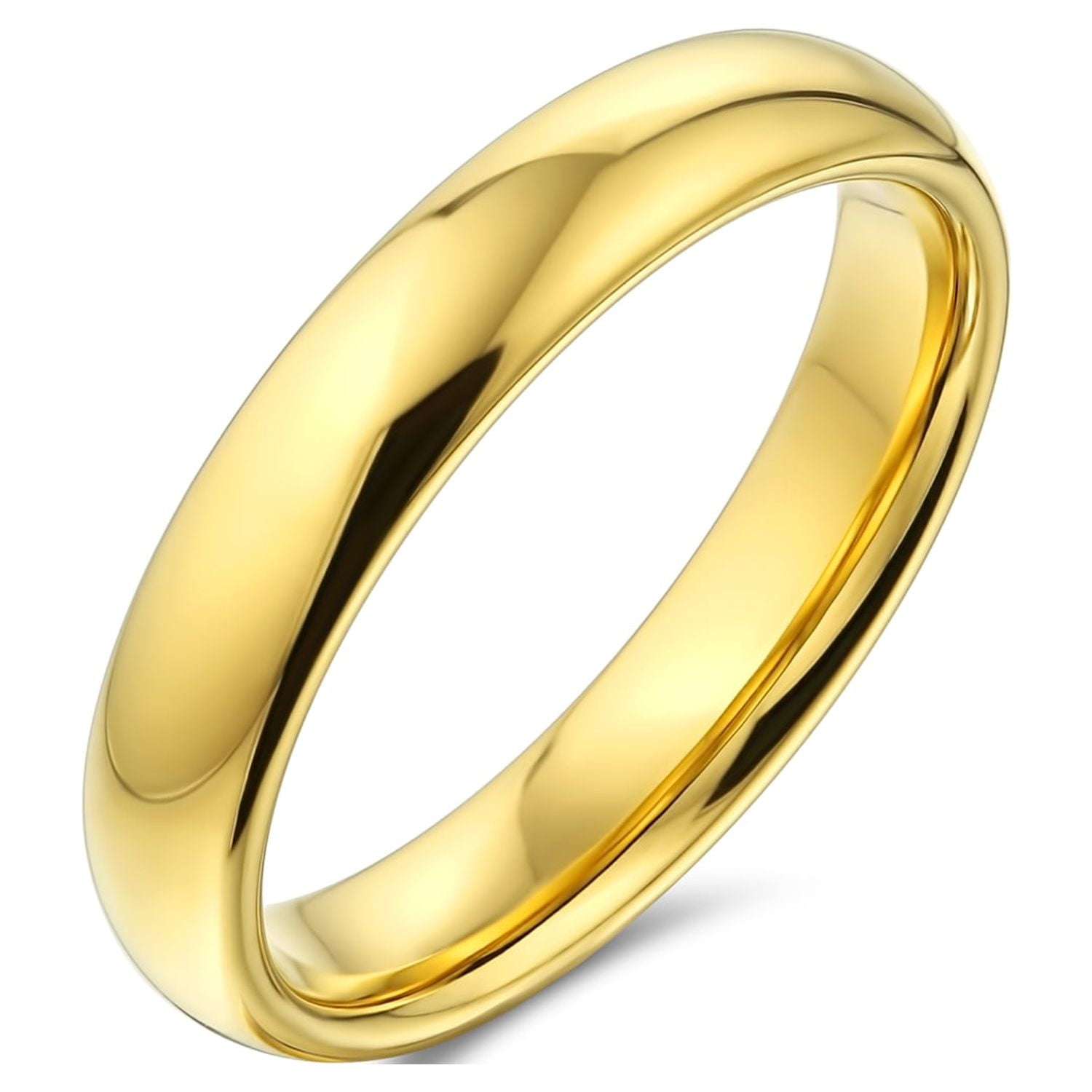 Bling Jewelry Gold Plated Titanium Wedding Band, 4MM Thin Dome, Unisex ...