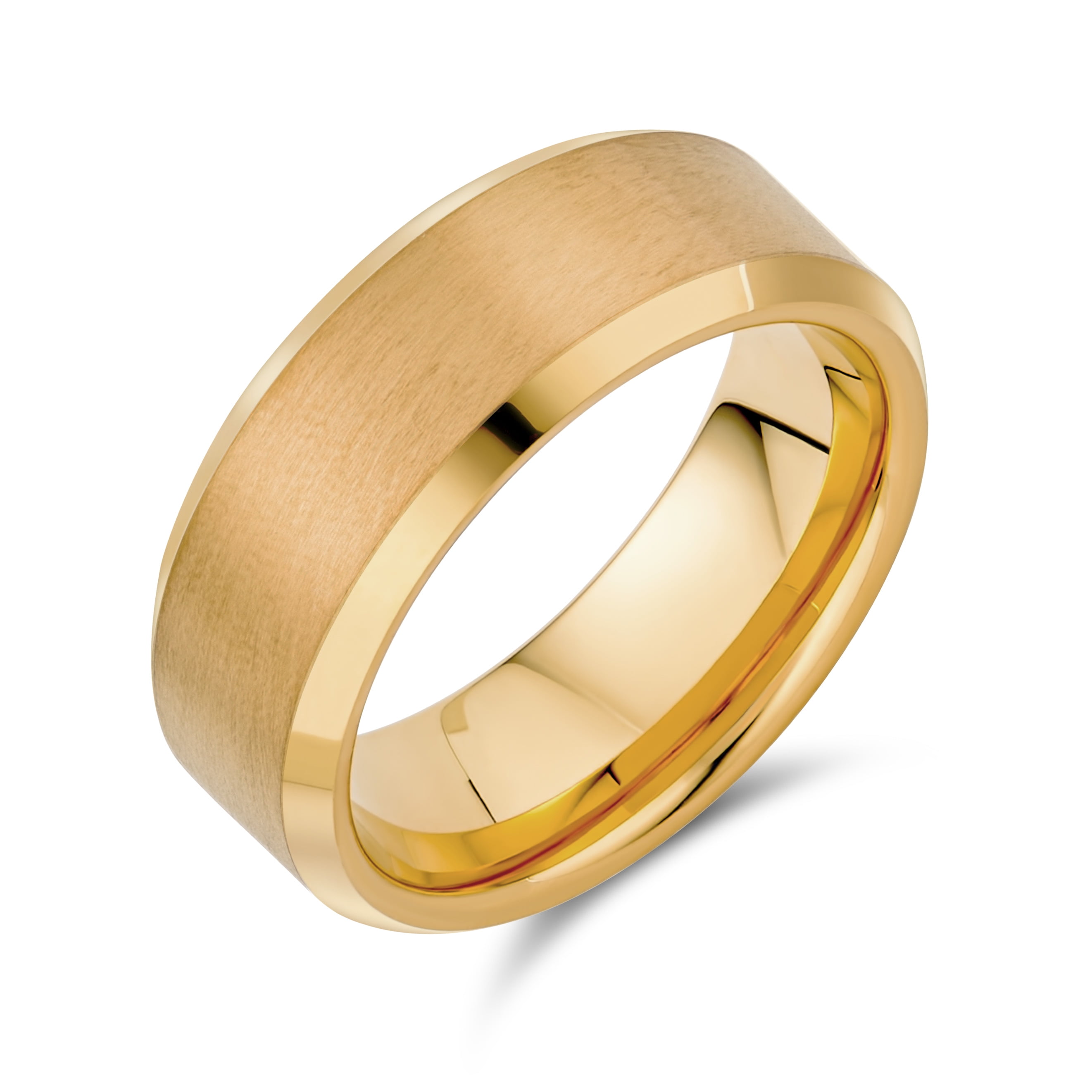 Bling Jewelry Mens Beveled Edge Matte Gold Couples Wedding Band ...