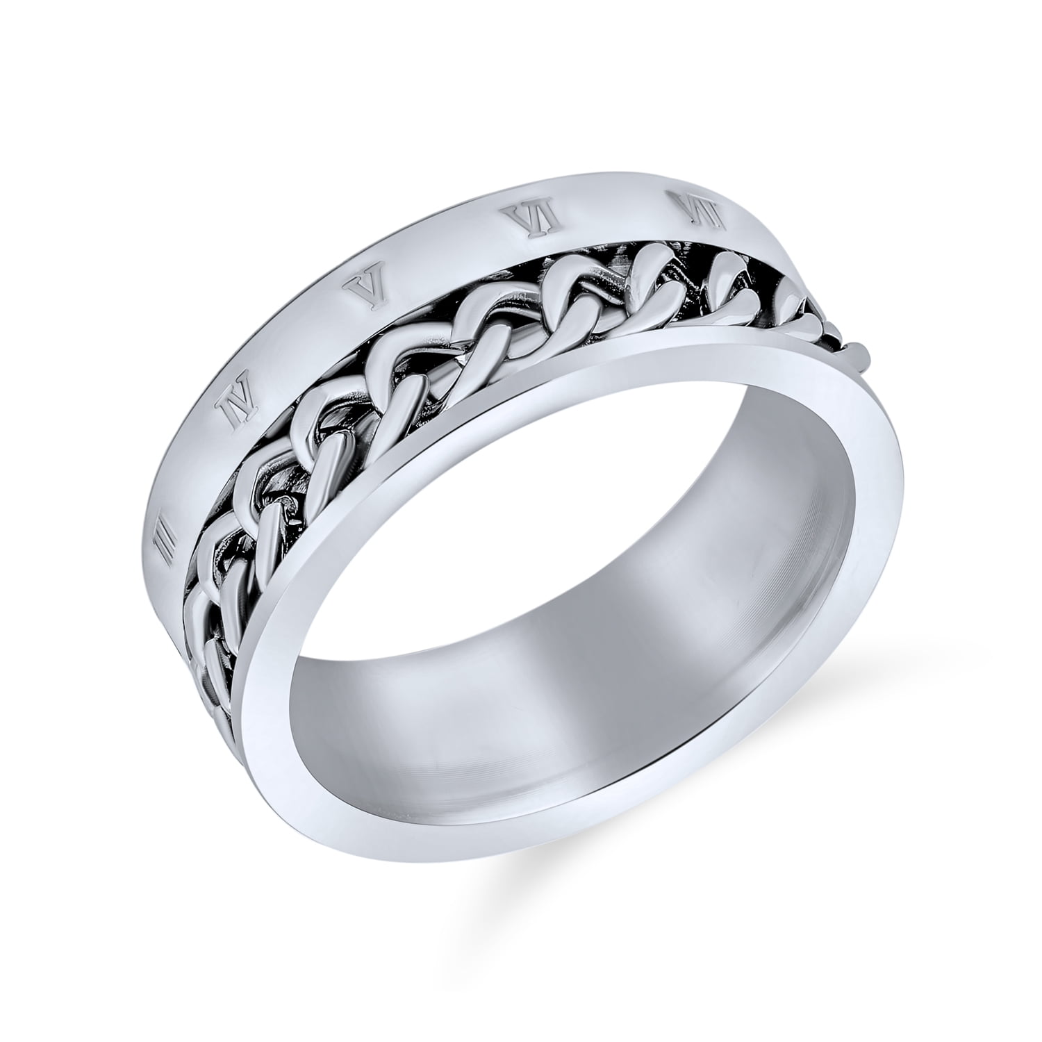 Bling Jewelry Mens Biker Rope Chain Stainless Steel Wedding Band Ring ...