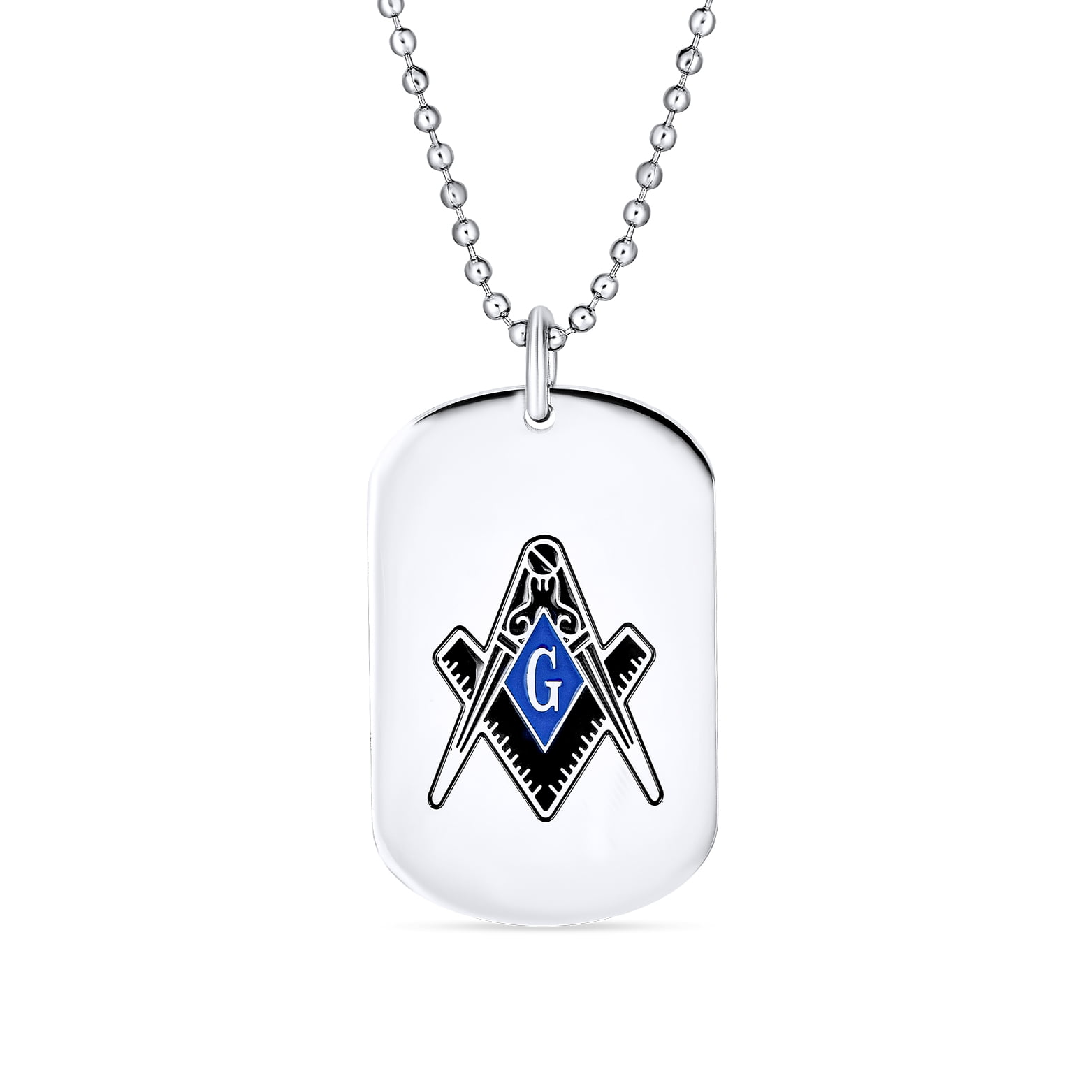 Bling Jewelry Mens Black Blue Freemason Compass Masonic Necklace for ...