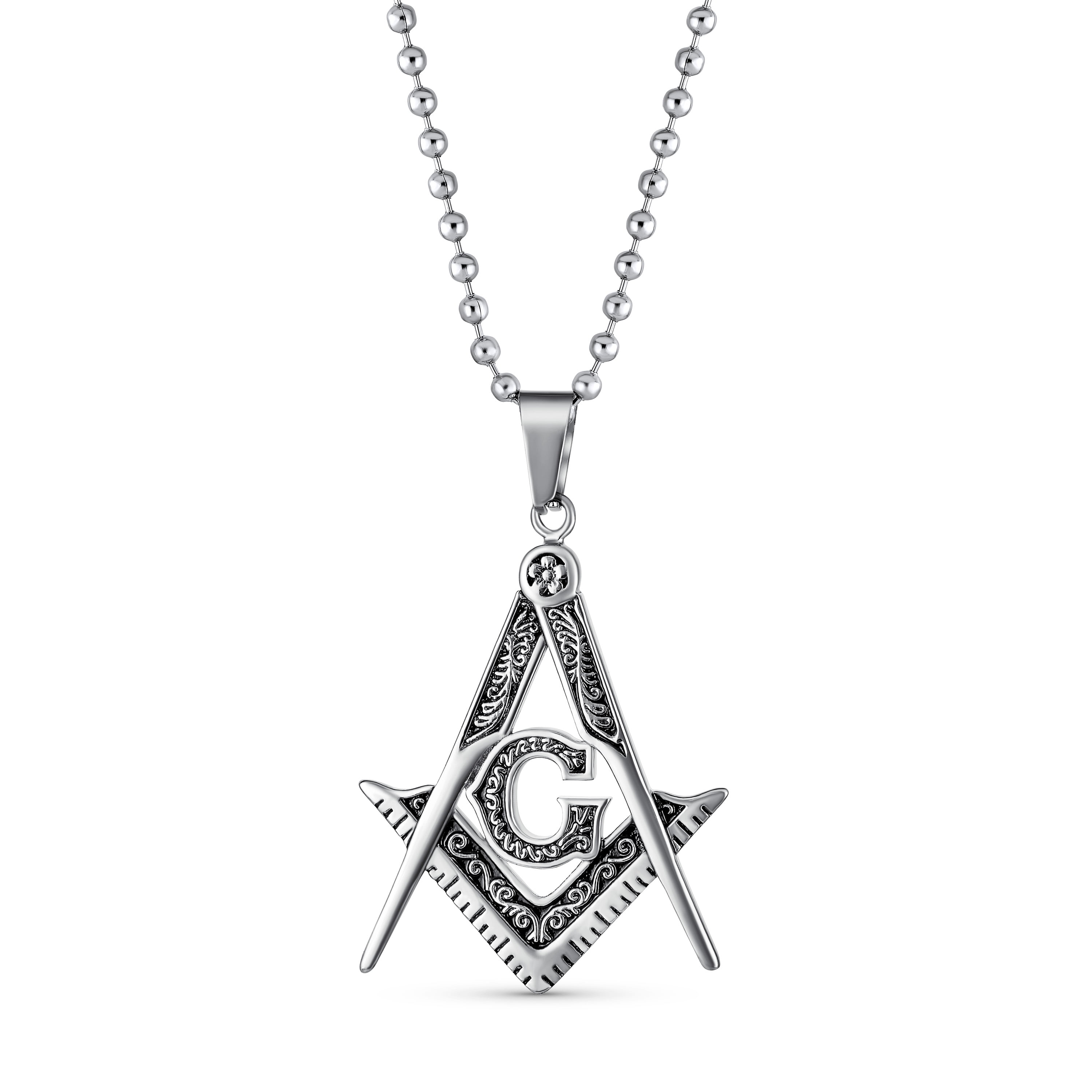 Bling Jewelry Mens Black Oxidized Freemason Masonic Symbol Pendant ...