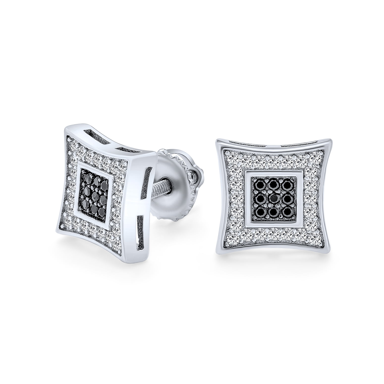 Bling Jewelry Mens Contemporary Mens 9MM Black & White CZ Stud Earrings ...