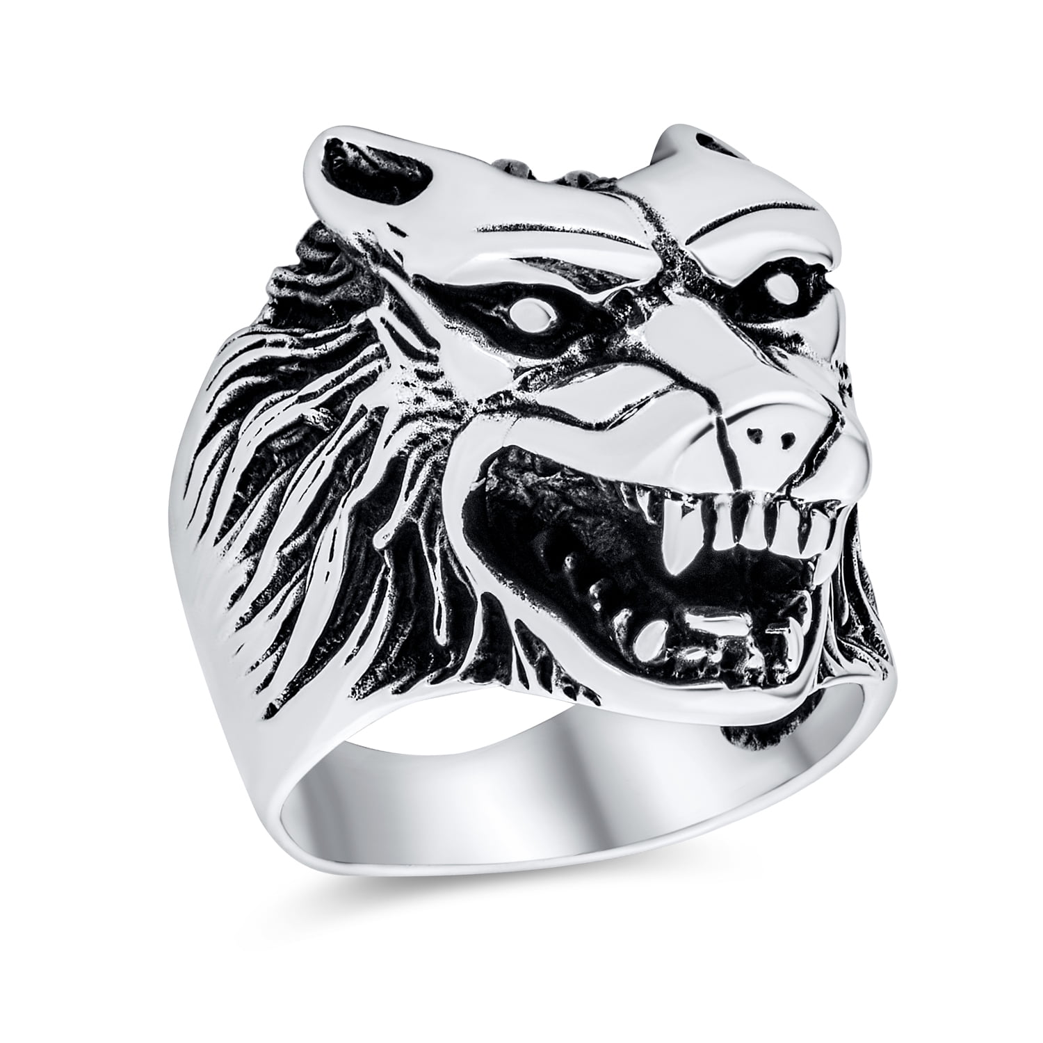Bling Jewelry Mens Hunter Norse Viking Warrior Mens Silver Ring Fierce ...