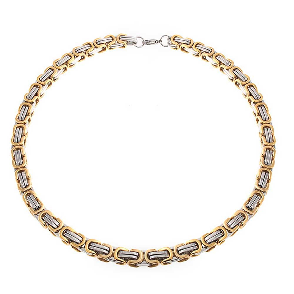 Bling Jewelry Mens Mechanic Byzantine Biker Necklace for Men Black Gold ...
