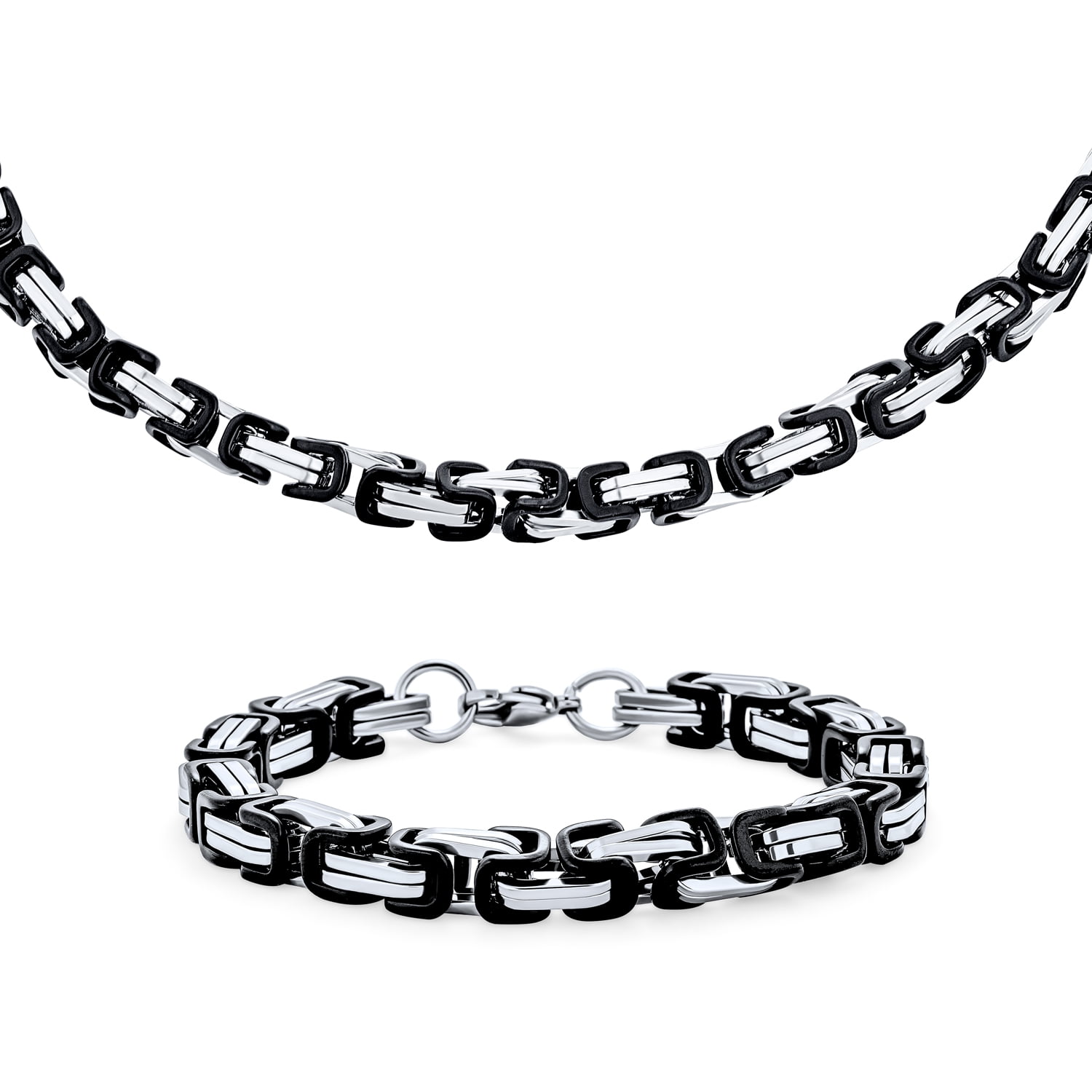 Bling Jewelry Mens Mechanic Byzantine Jewelry Set Urban Biker Necklace ...
