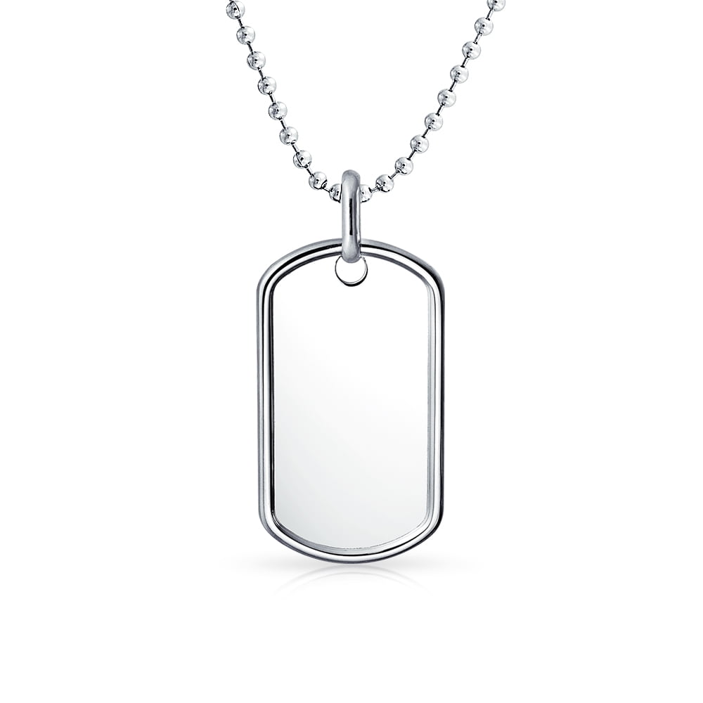 Bling Jewelry Mens Med Military Dog Tag Pendant Necklace .925 Silver ...