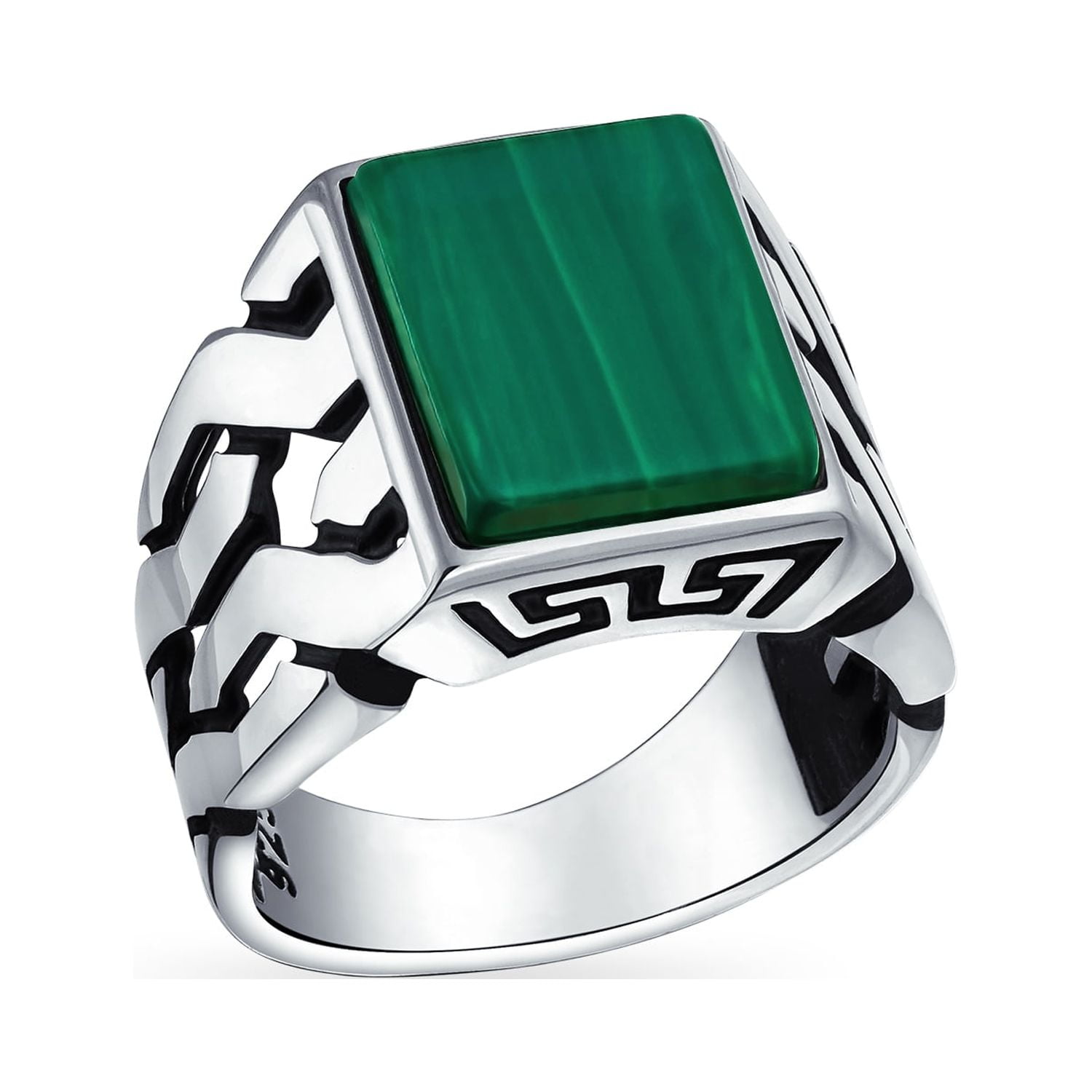 Bling Jewelry Mens Men's Silver Ring: Cuban Curb Link Chain Initial ...