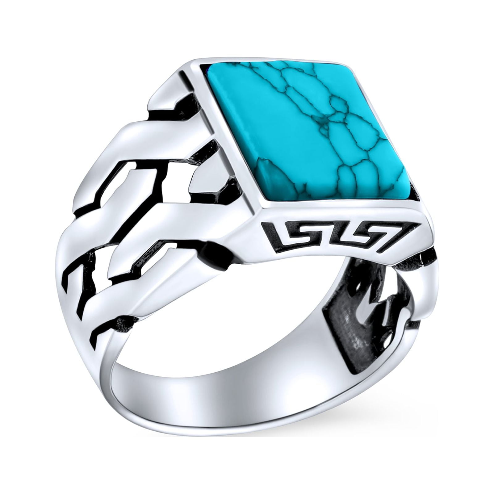 Bling Jewelry Nickel-Free Men's Curb Link Chain, Rectangle Signet Ring ...