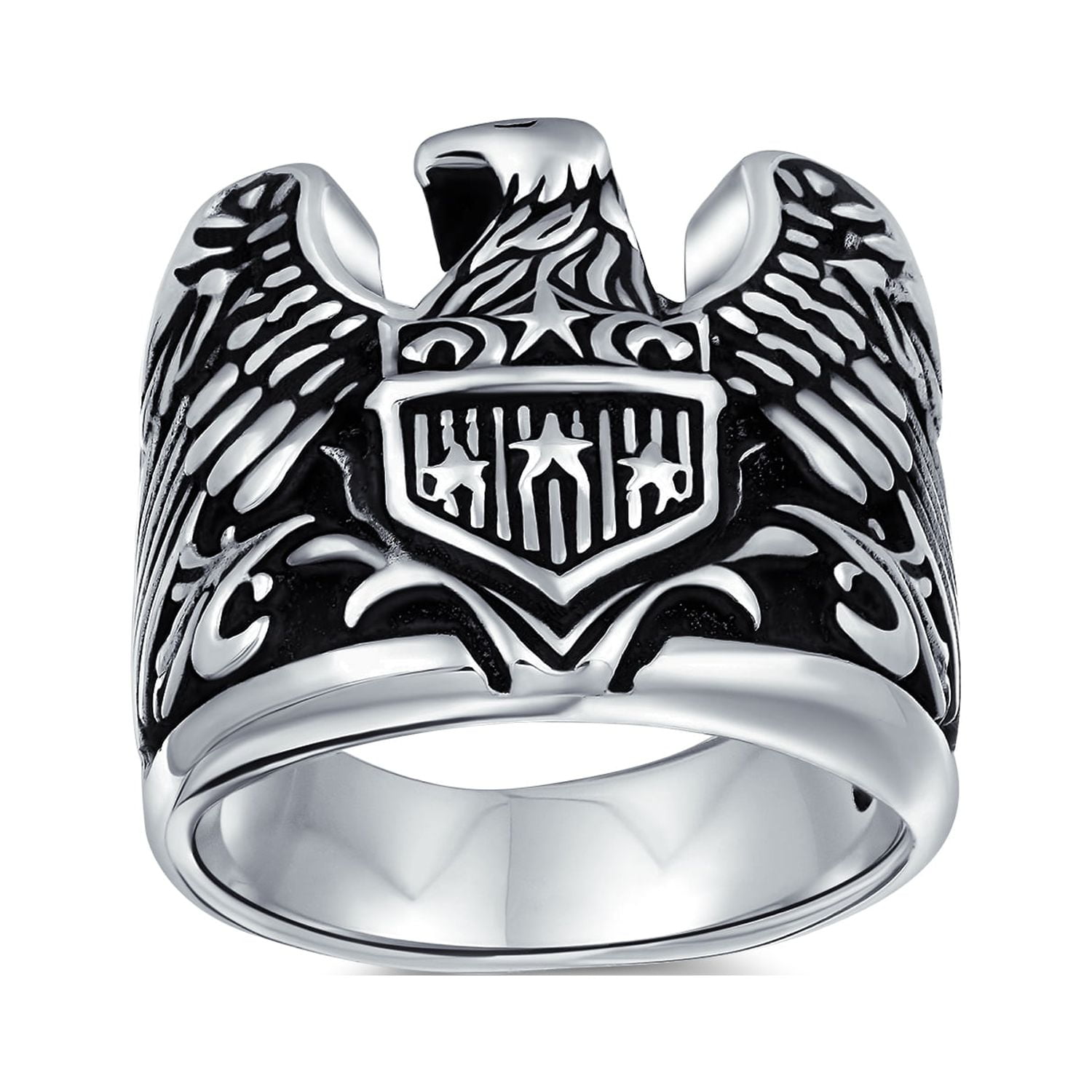Bling Jewelry Mens Patriotic USA Flying Bird Symbol Bald Eagle Signet ...