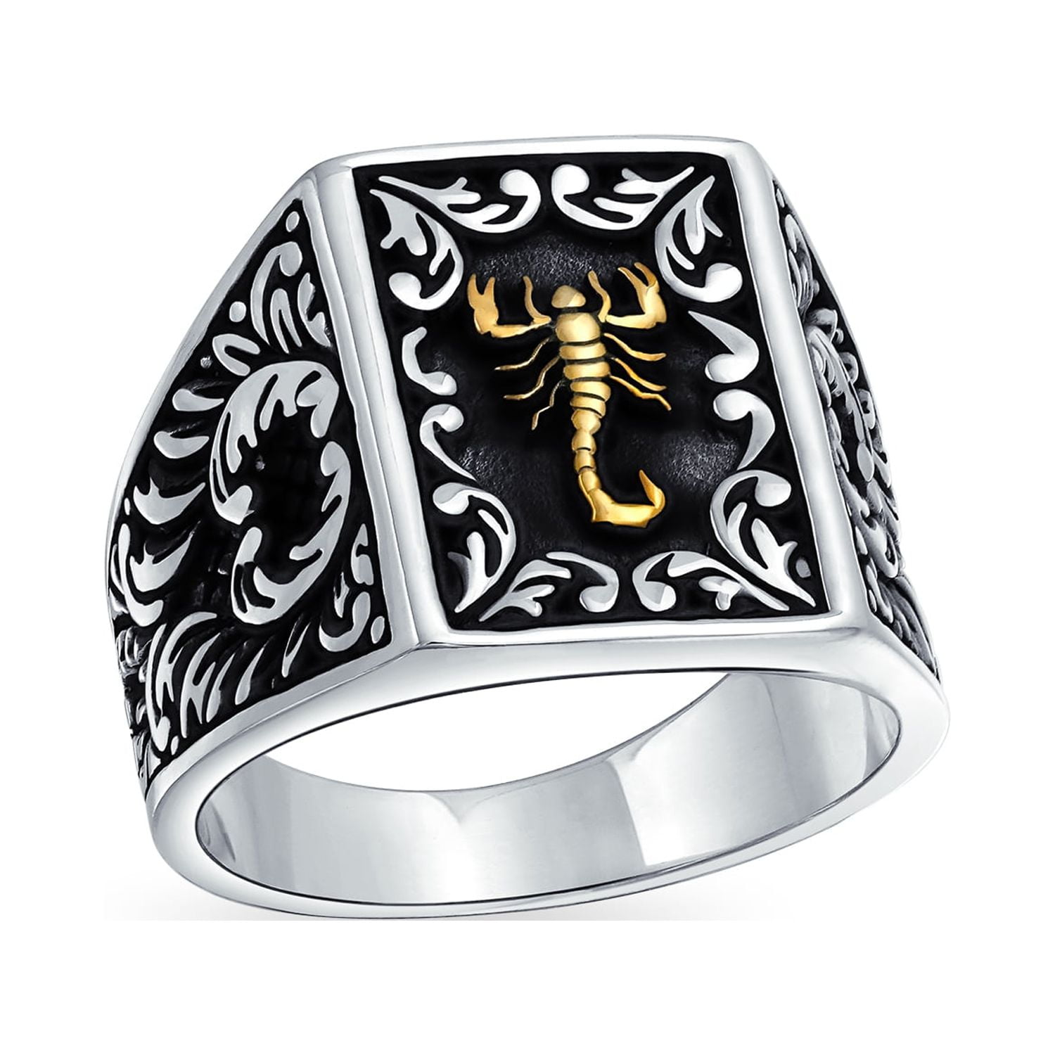 Bling Jewelry Mens Mens Silver Ring Zodiac Scorpion Signet Statement ...