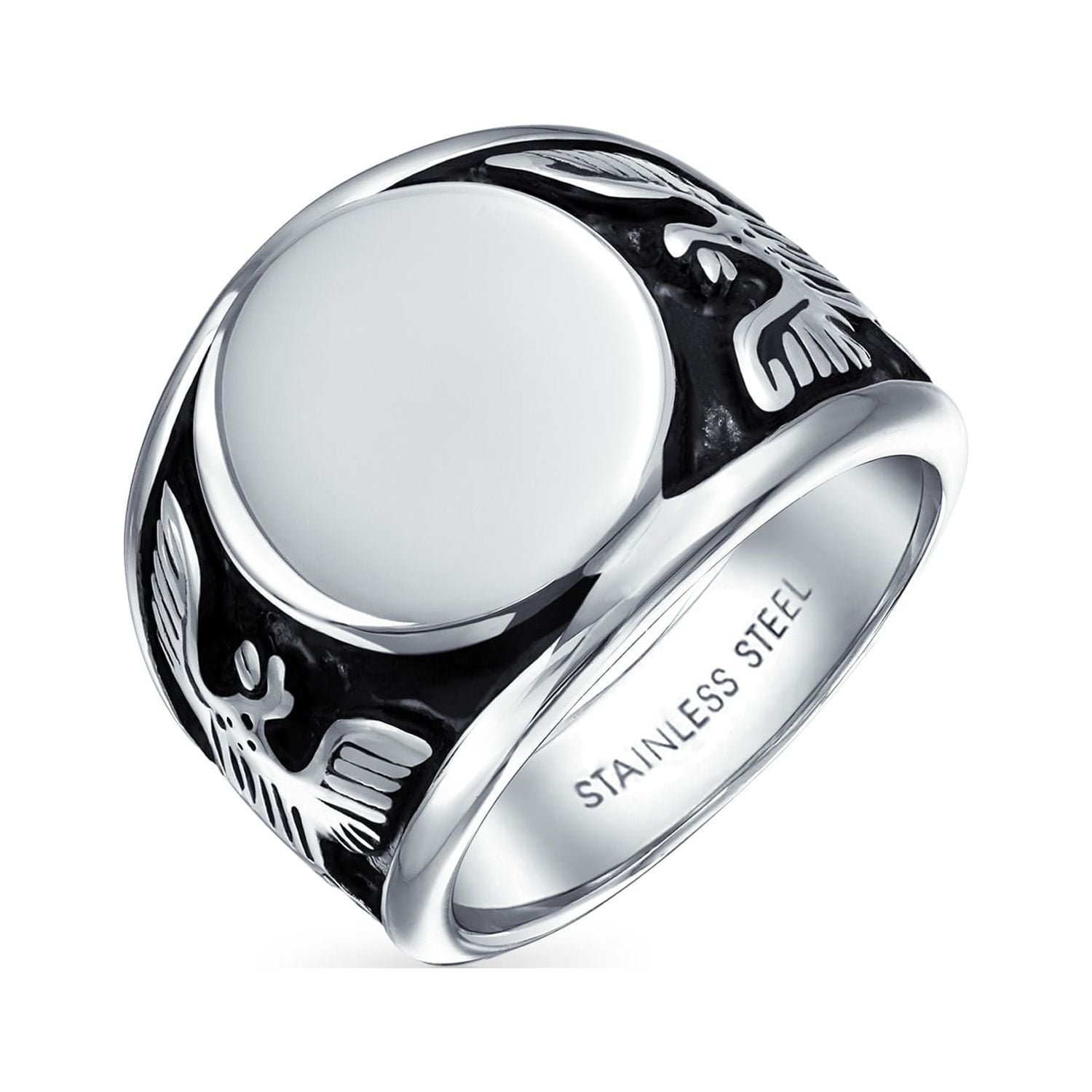 Bling Jewelry Mens Mens Stainless Steel Patriotic USA Eagle Signet Ring ...