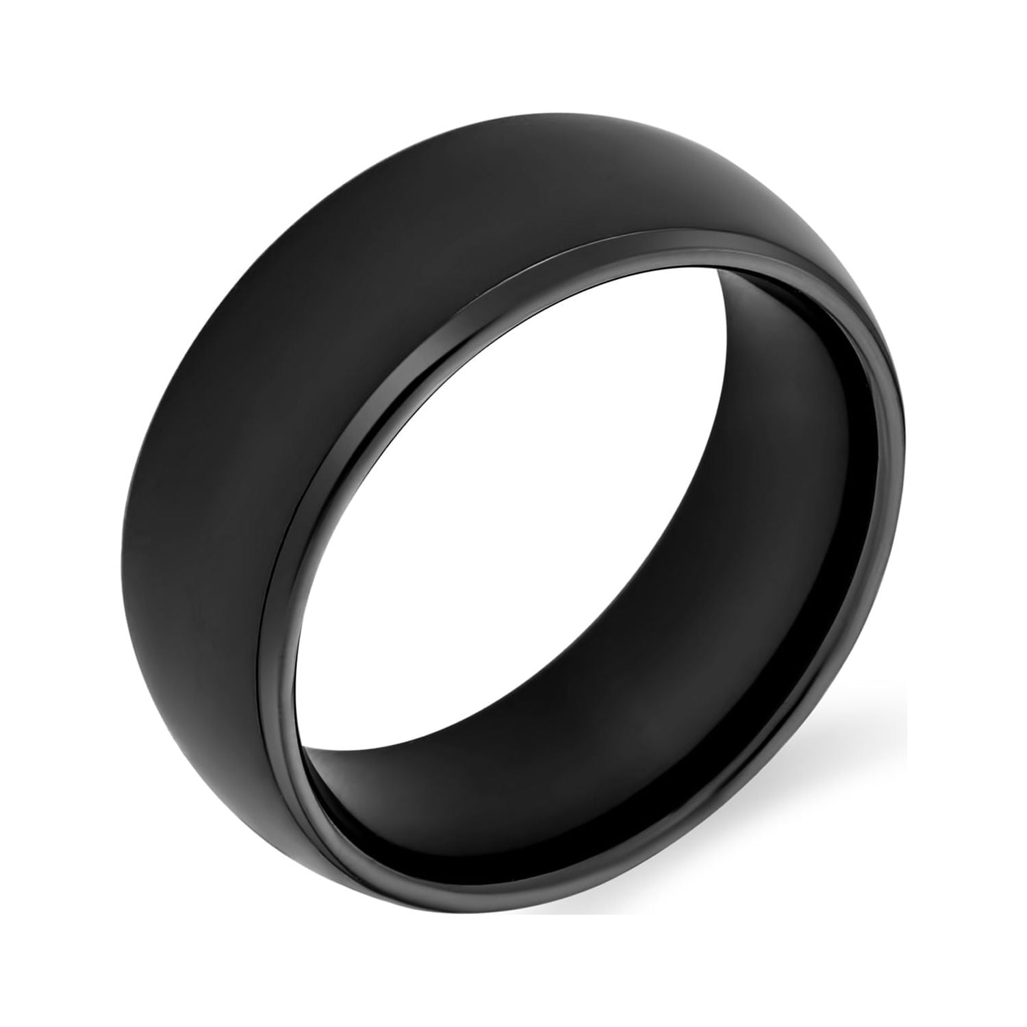 Bling Jewelry Mens Plain Dome Black Titanium Wedding Band for Men ...