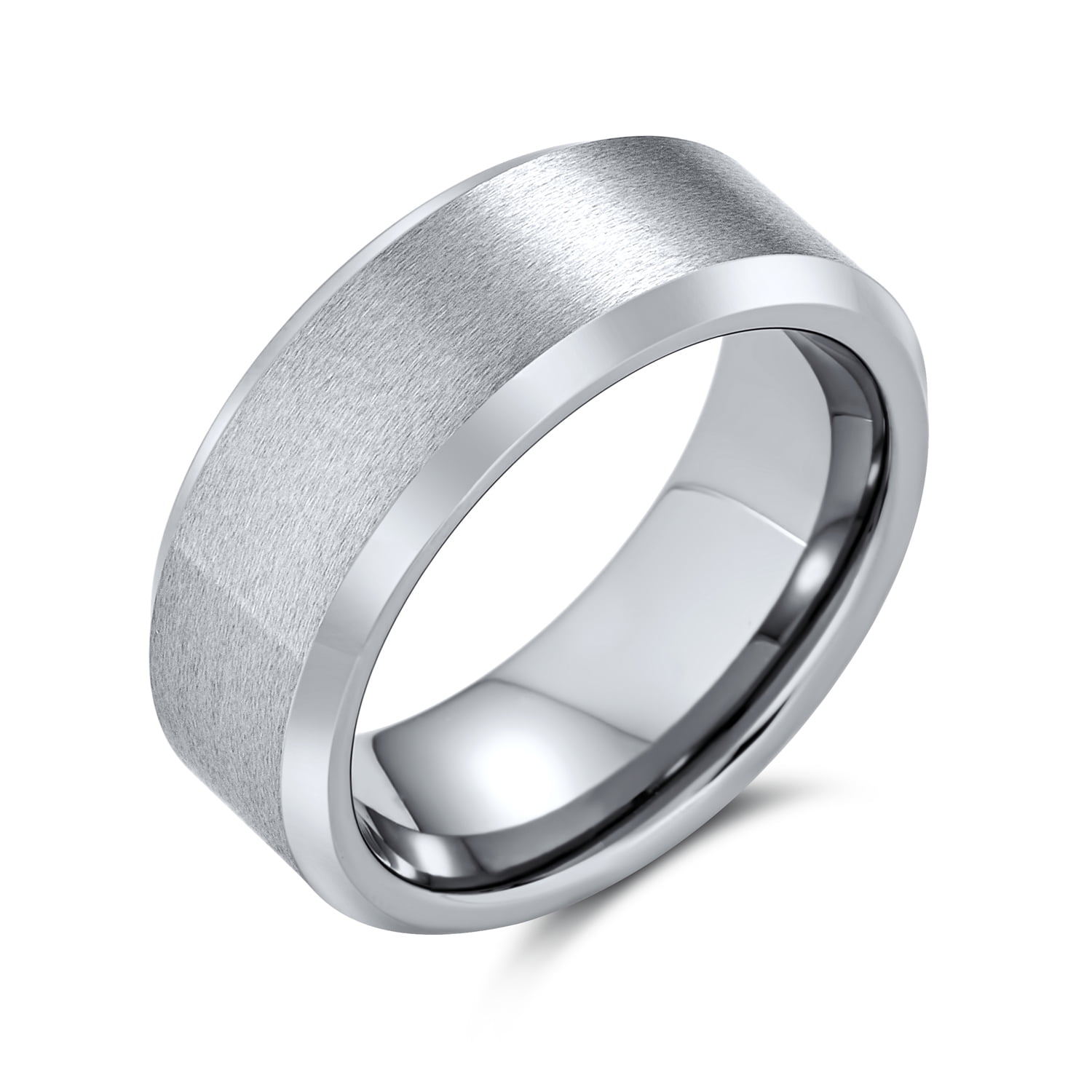 Bling Jewelry Mens Plain Titanium Wedding Band Ring Beveled Gunmetal ...