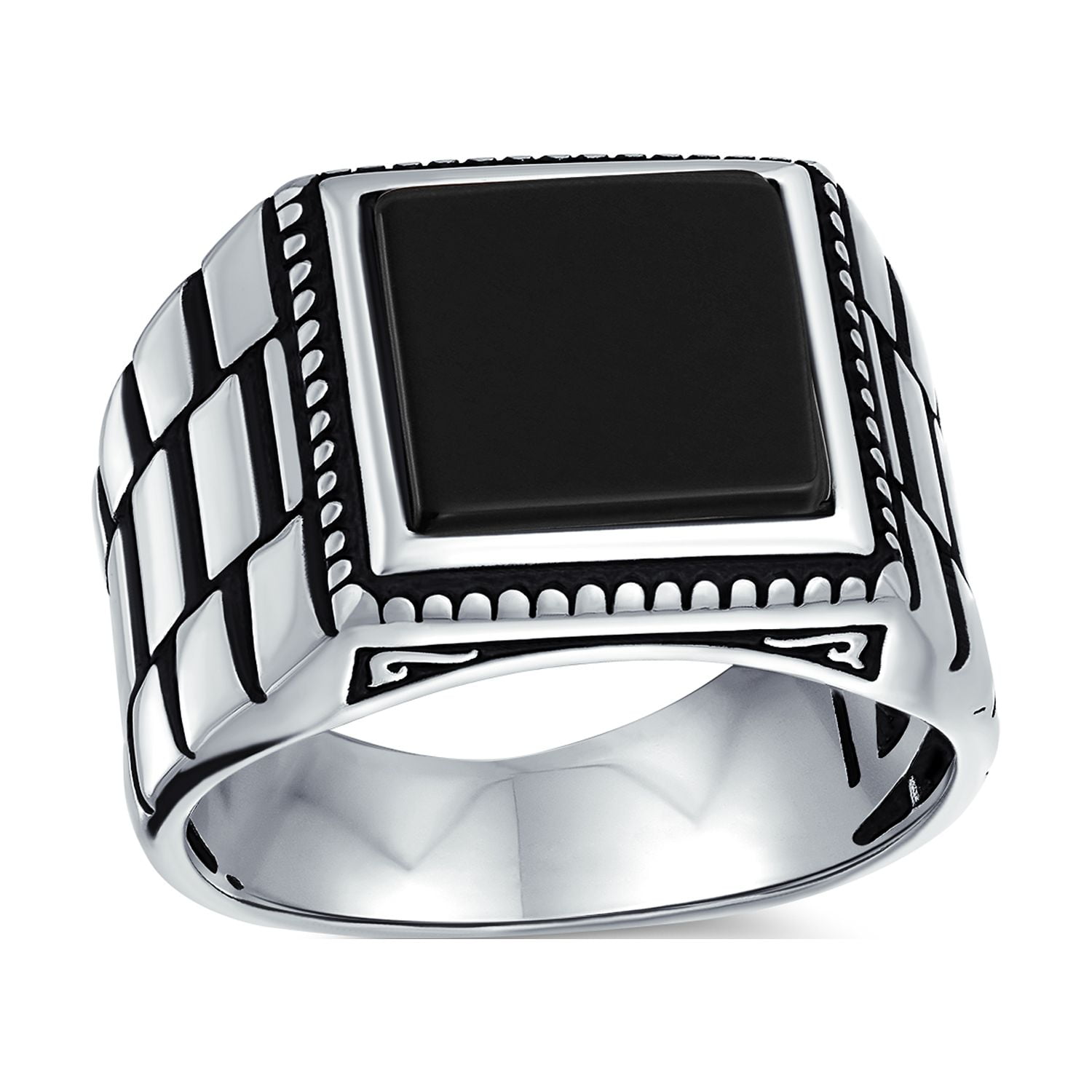 Bling Jewelry Mens Retro Mens Silver Ring with Black Onyx and Red Agate ...