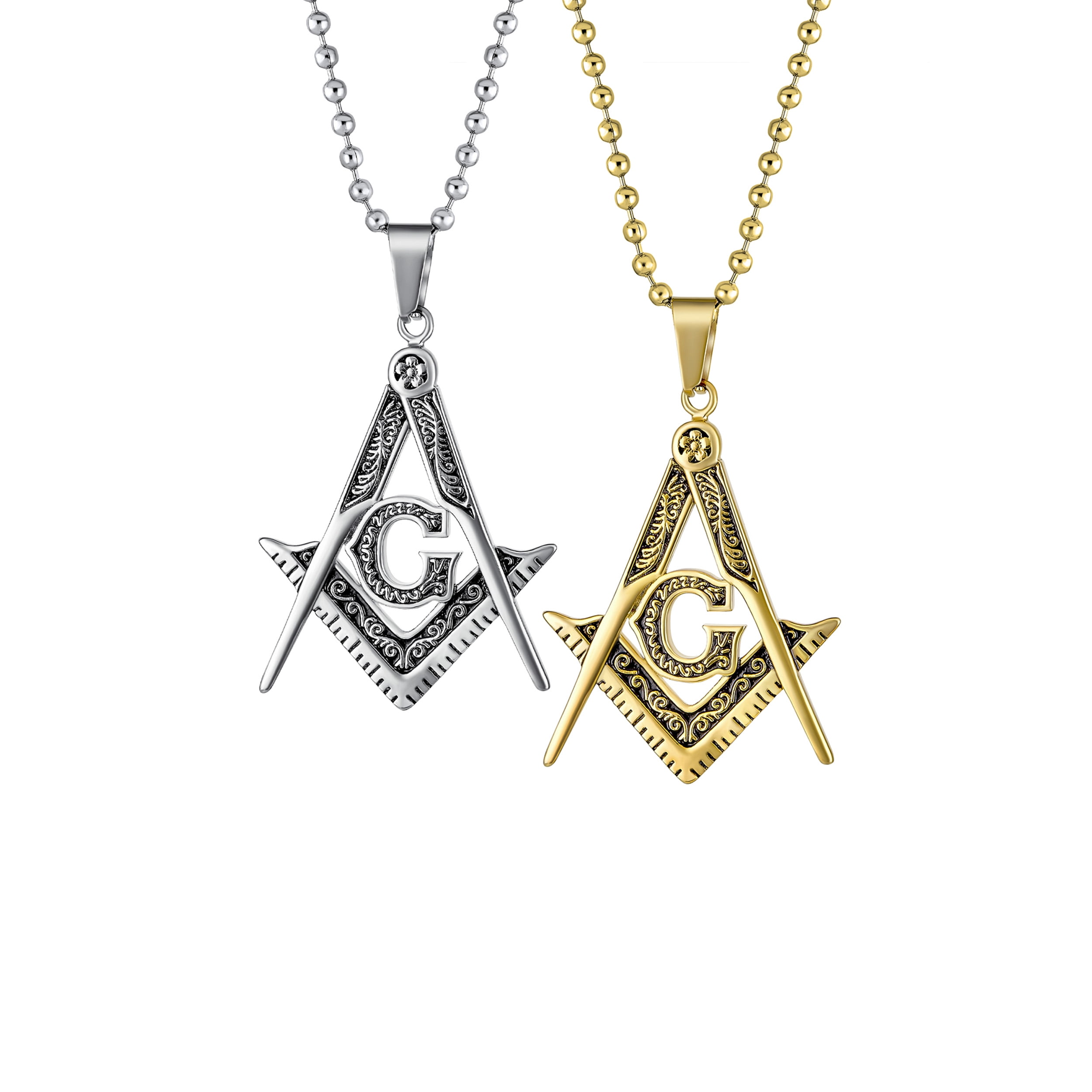 Bling Jewelry Mens Set of 2 Freemason Masonic Symbol Pendant Necklace ...
