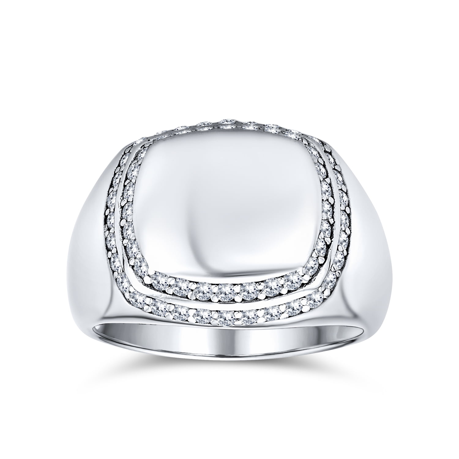 Bling Jewelry Mens Square CZ Engravable Monogram Square Halo Signet ...