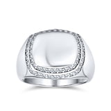 Bling Jewelry Mens Square CZ Engravable Monogram Square Halo Signet ...